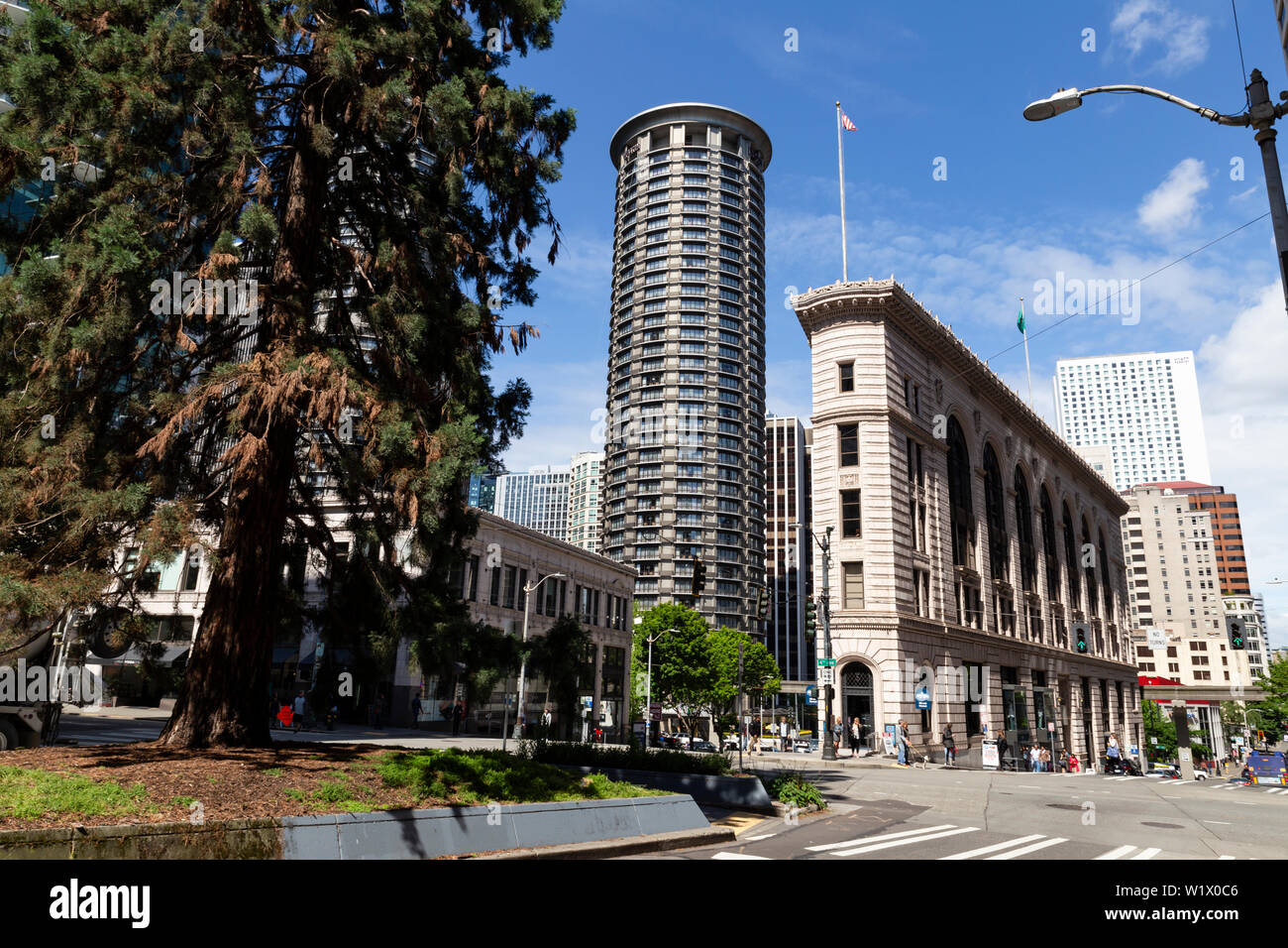 United States of America, USA, Seattle, Washington, 4th Ave and Stewart ...