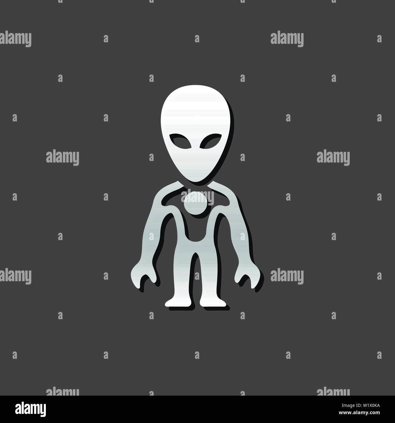 Alien icon in metallic grey color style. Extraterrestrial outer space ...