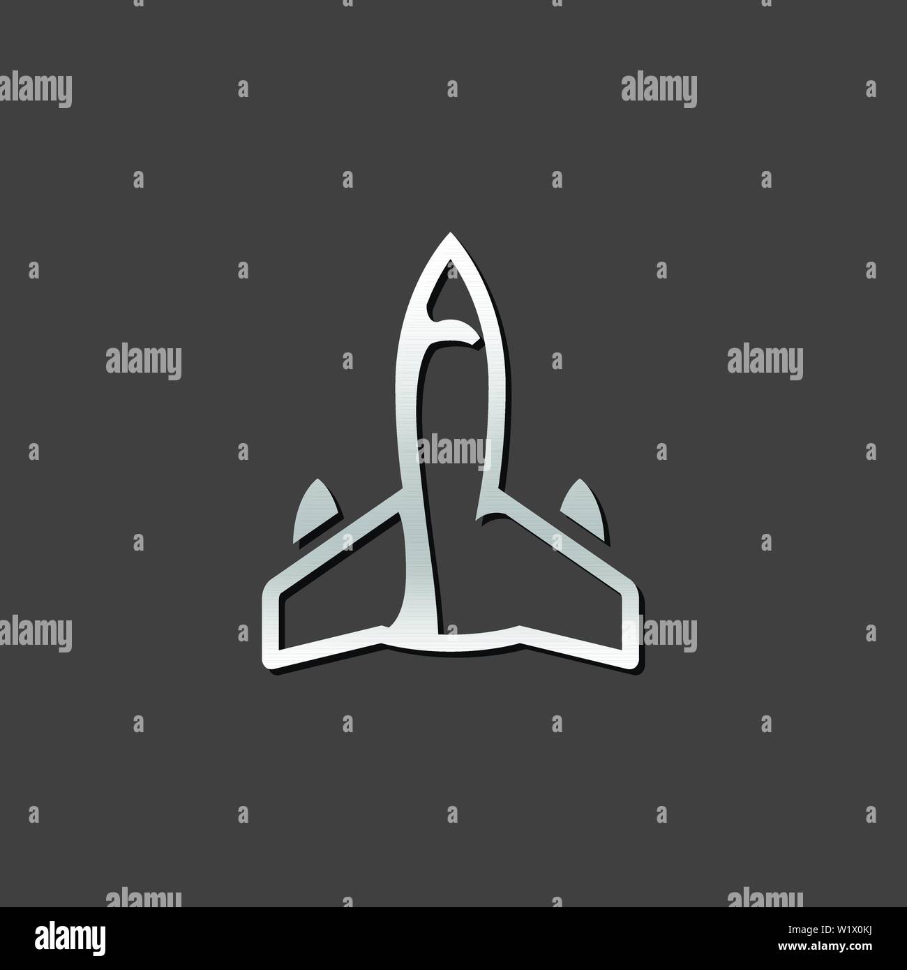 Stealth bomber icon in metallic grey color style. Aircraft military ...