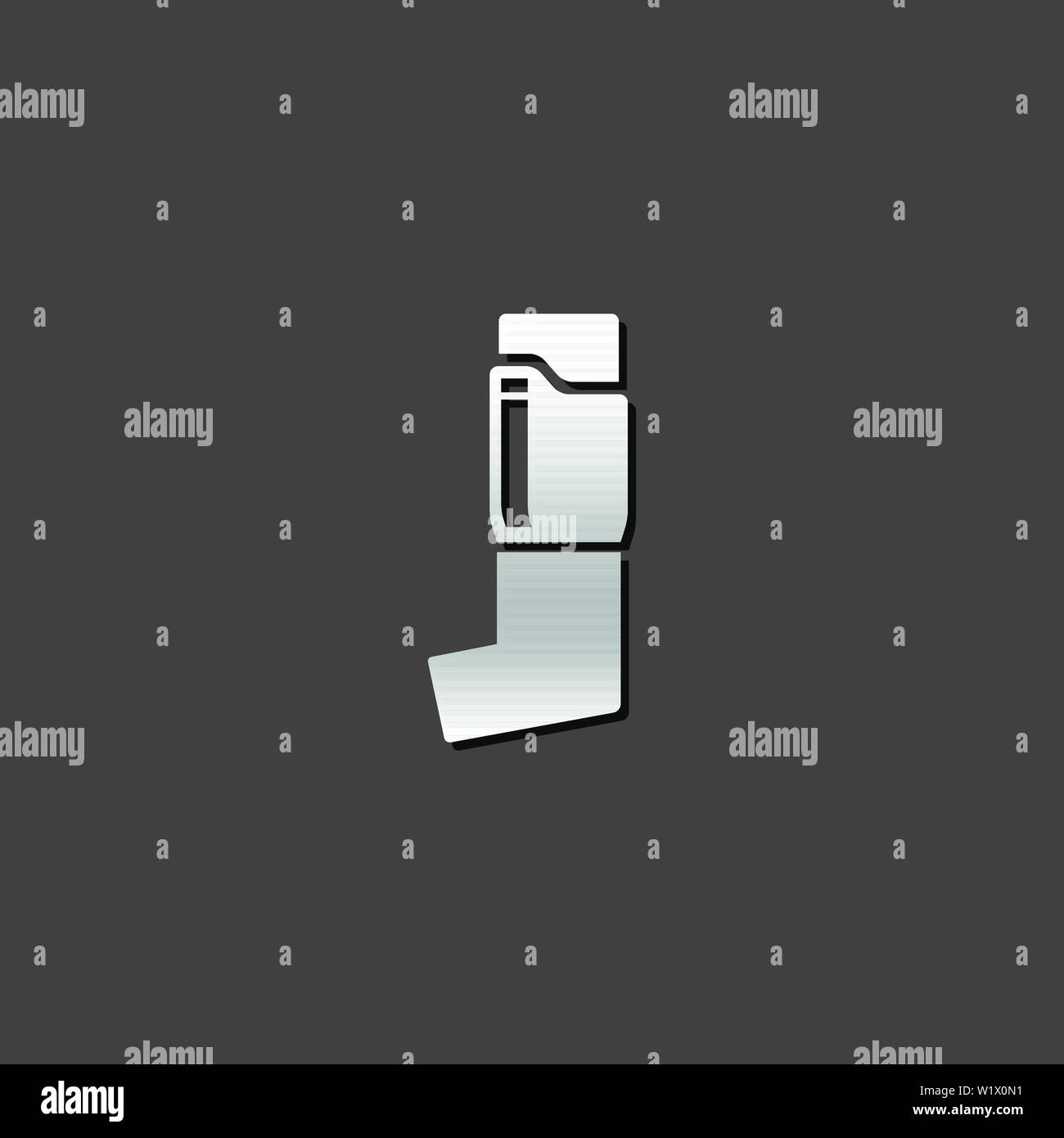 Asthma inhaler icon in metallic grey color style. Breath relieve help ...