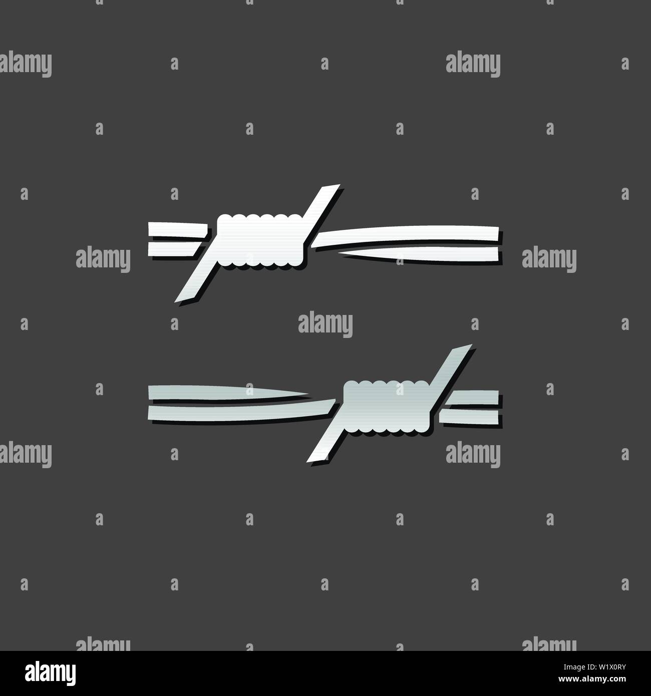 Barbed wire icon in metallic grey color style. Protection war danger ...