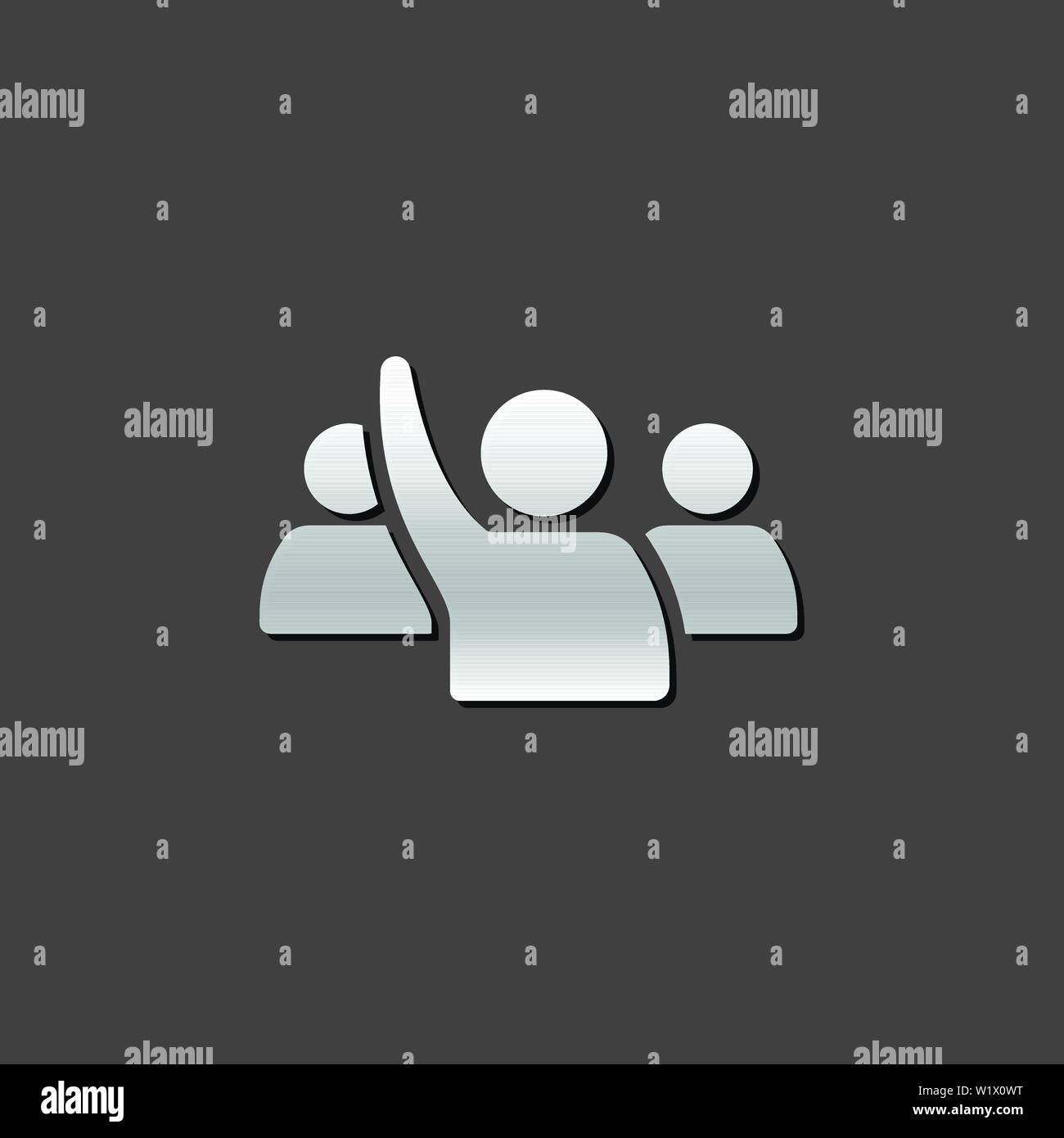People raise hand icon in metallic grey color style. Business finance ...