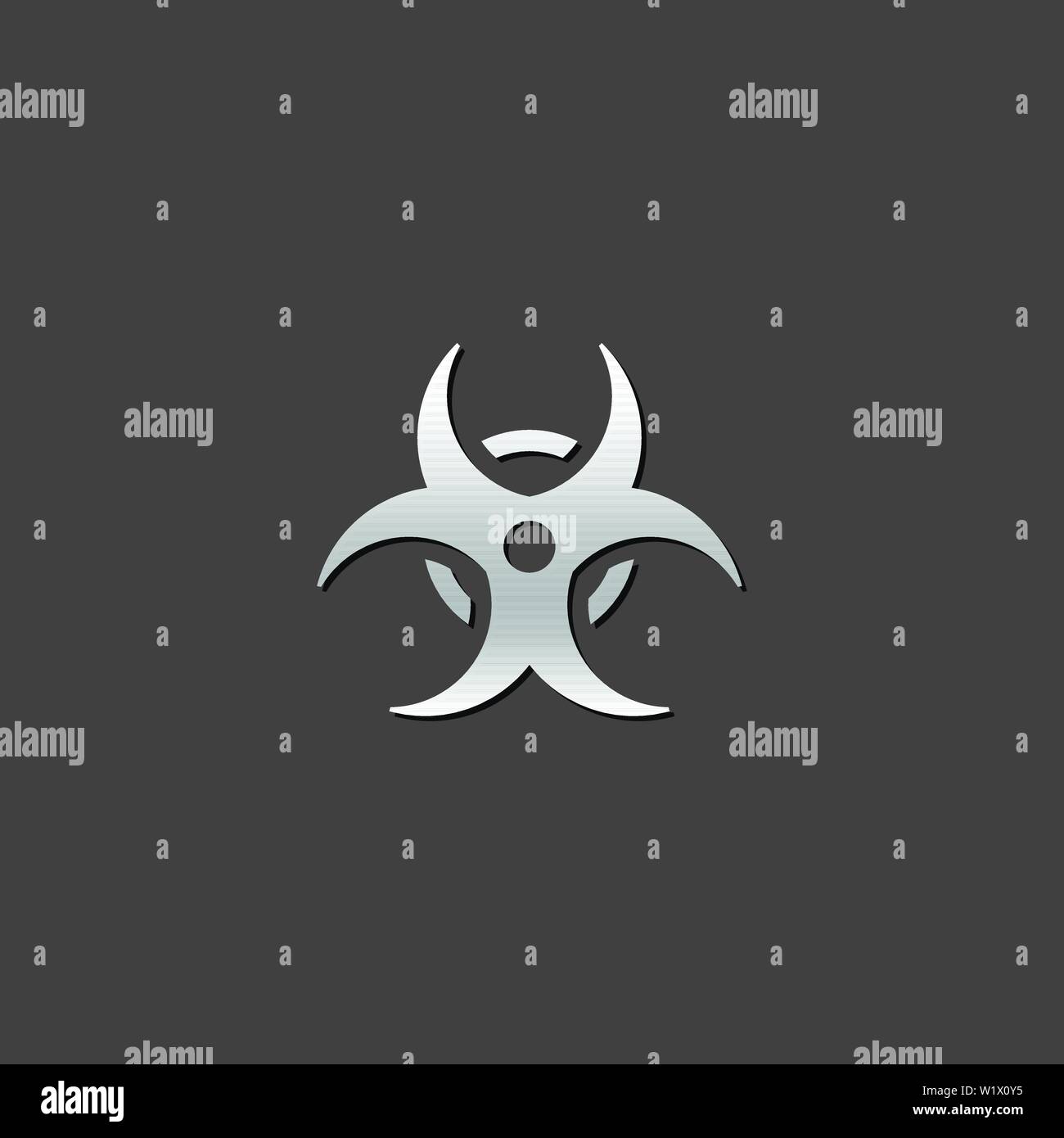 Biohazard symbol icon in metallic grey color style. Science technology ...