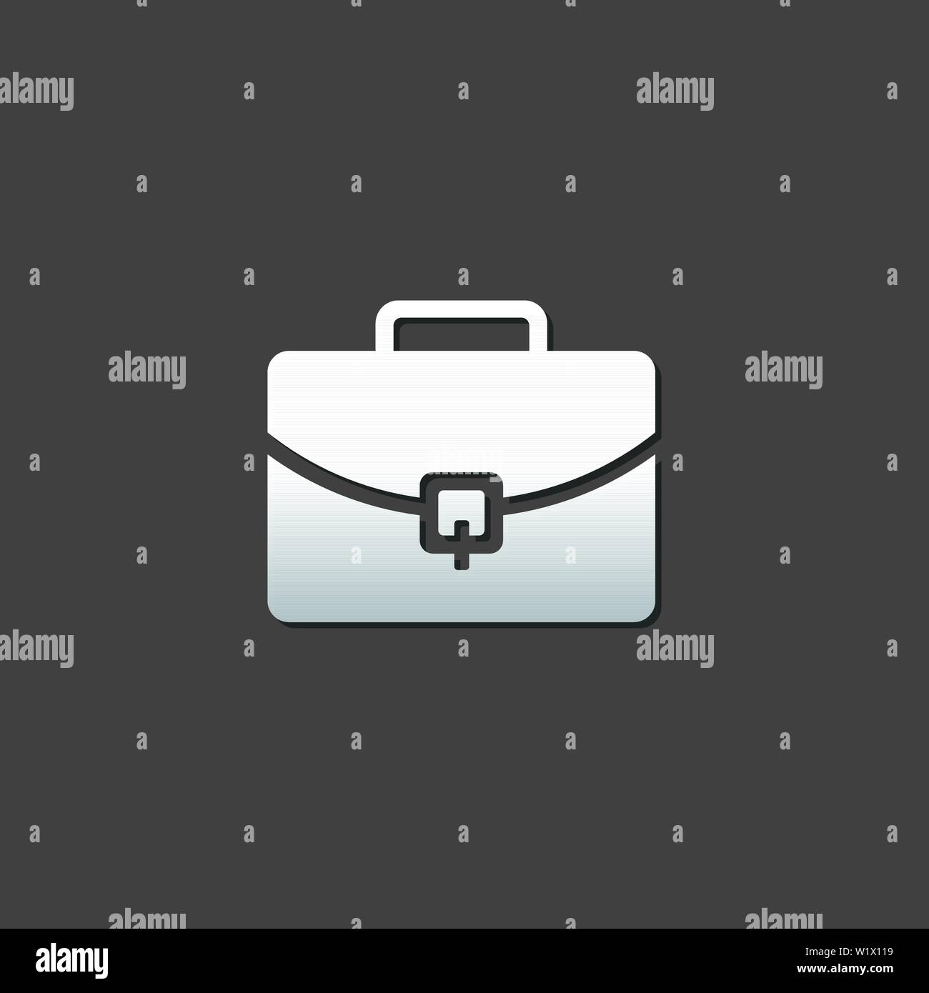 Briefcase icon in metallic grey color style. Office business meeting ...