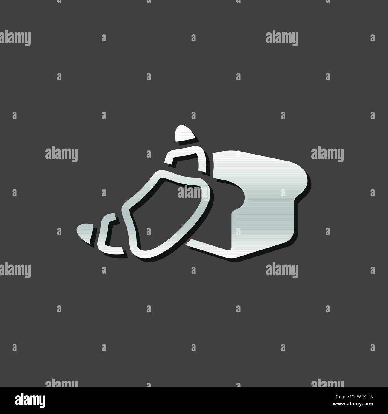 Bakery icon in metallic grey color style. Bread food breakfast meal ...