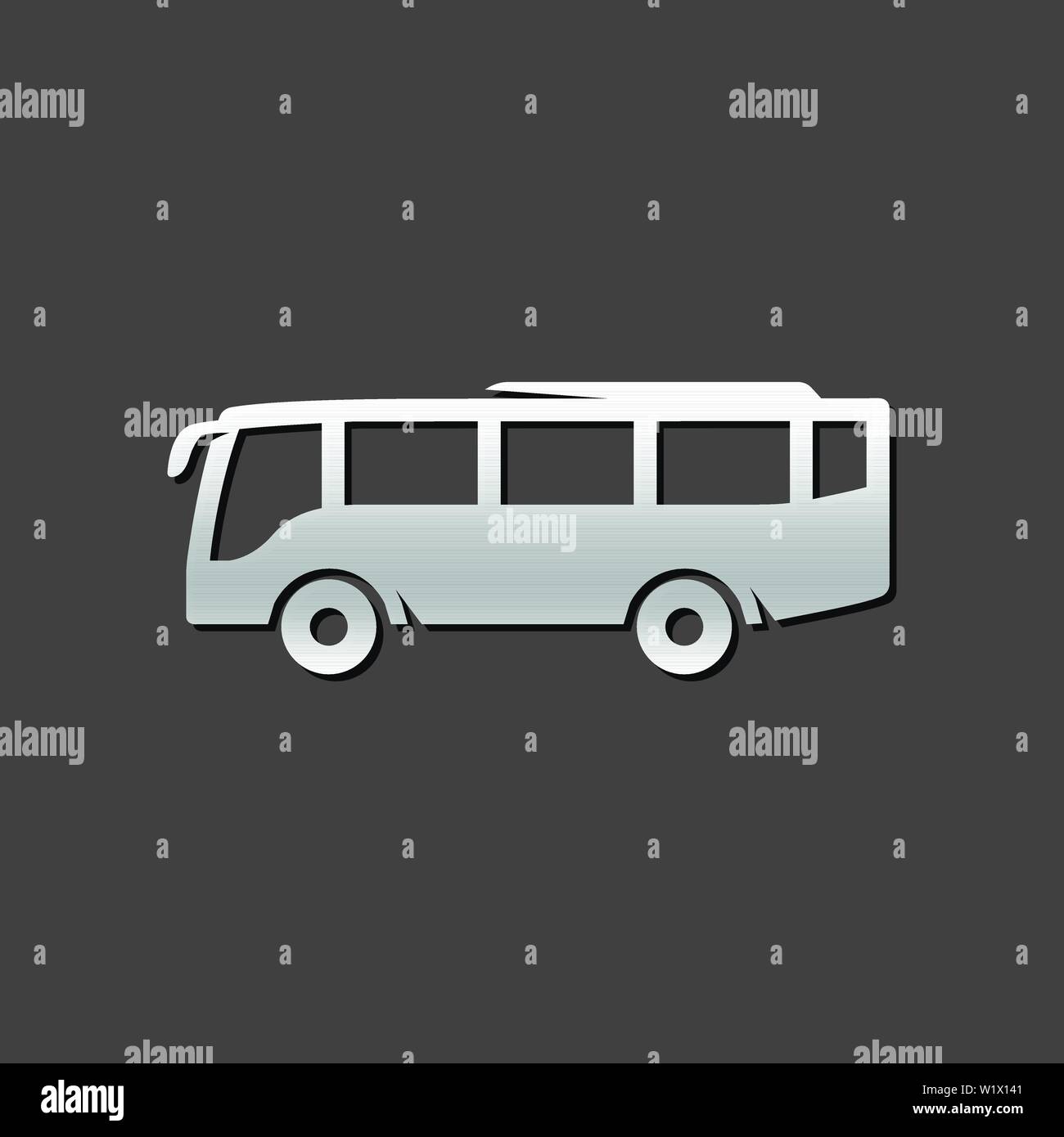 Car icon in metallic grey color style. Bus transportation Stock Vector ...