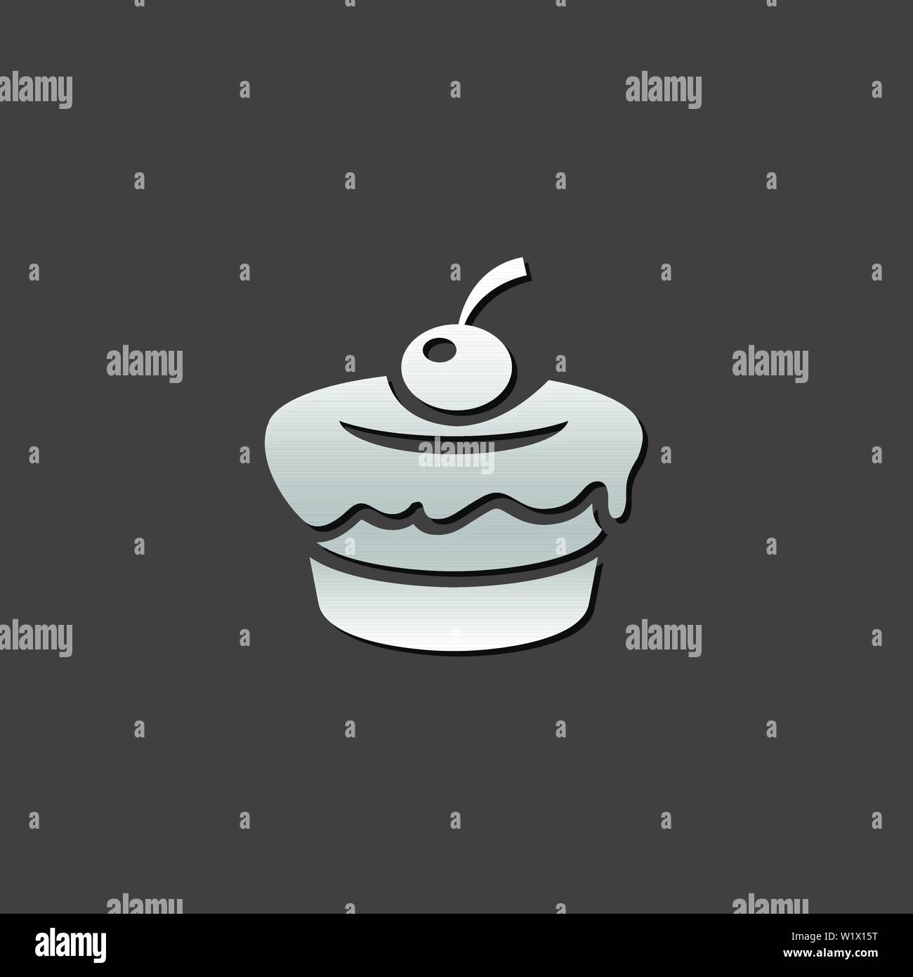 Cake icon in metallic grey color style. Food sweet delicious Stock ...