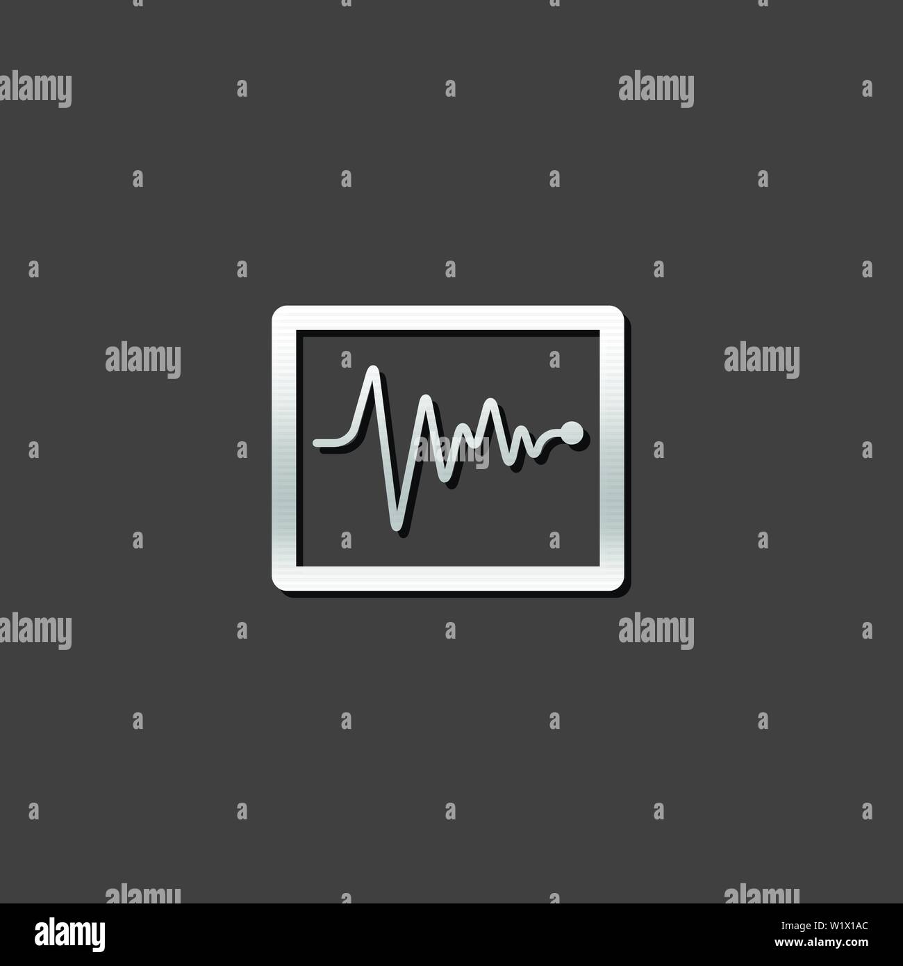 Heart rate monitor icon in metallic grey color style. Human pulse graph ...