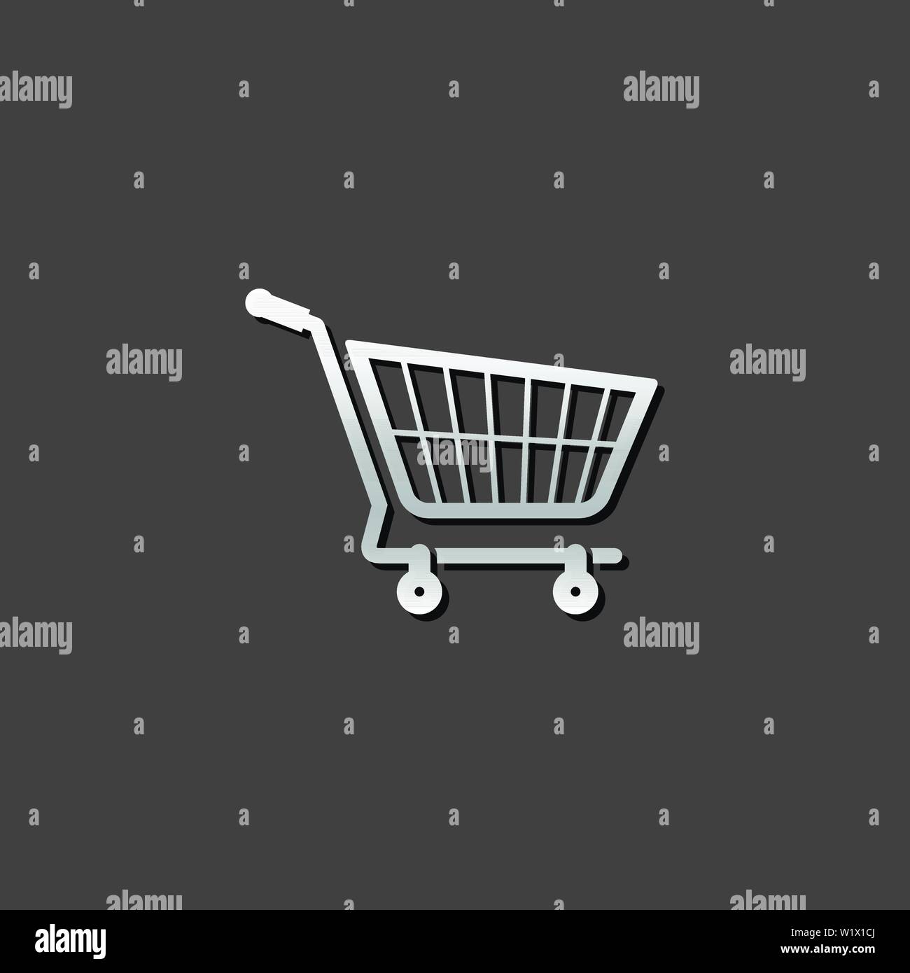Shopping cart icon in metallic grey color style. Buying ecommerce Stock ...