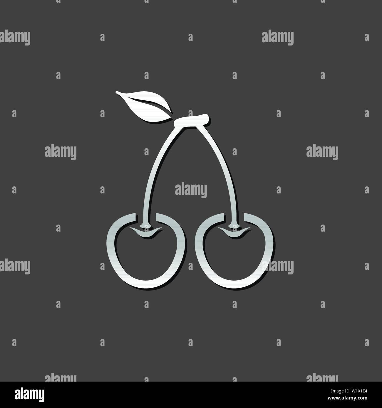Cherry icon in metallic grey color style. Food fruit healthy diet Stock ...