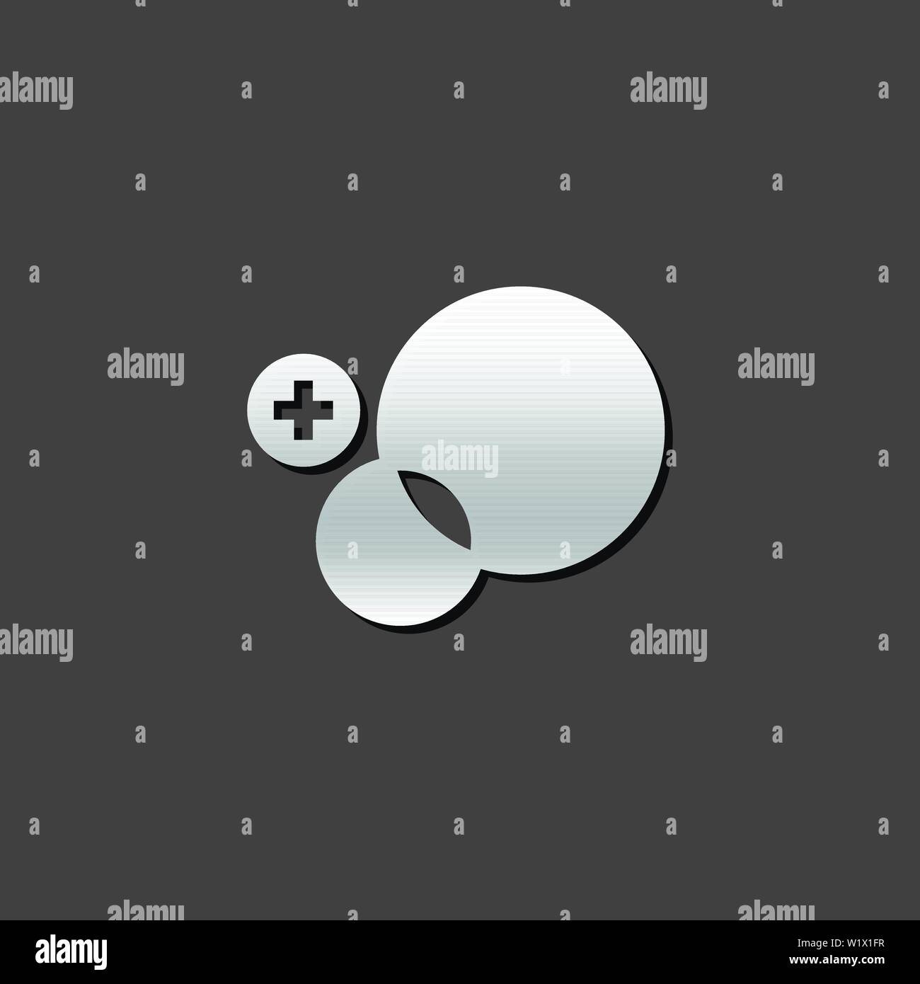 Circles and plus sign icon in metallic grey color style. Social media ...
