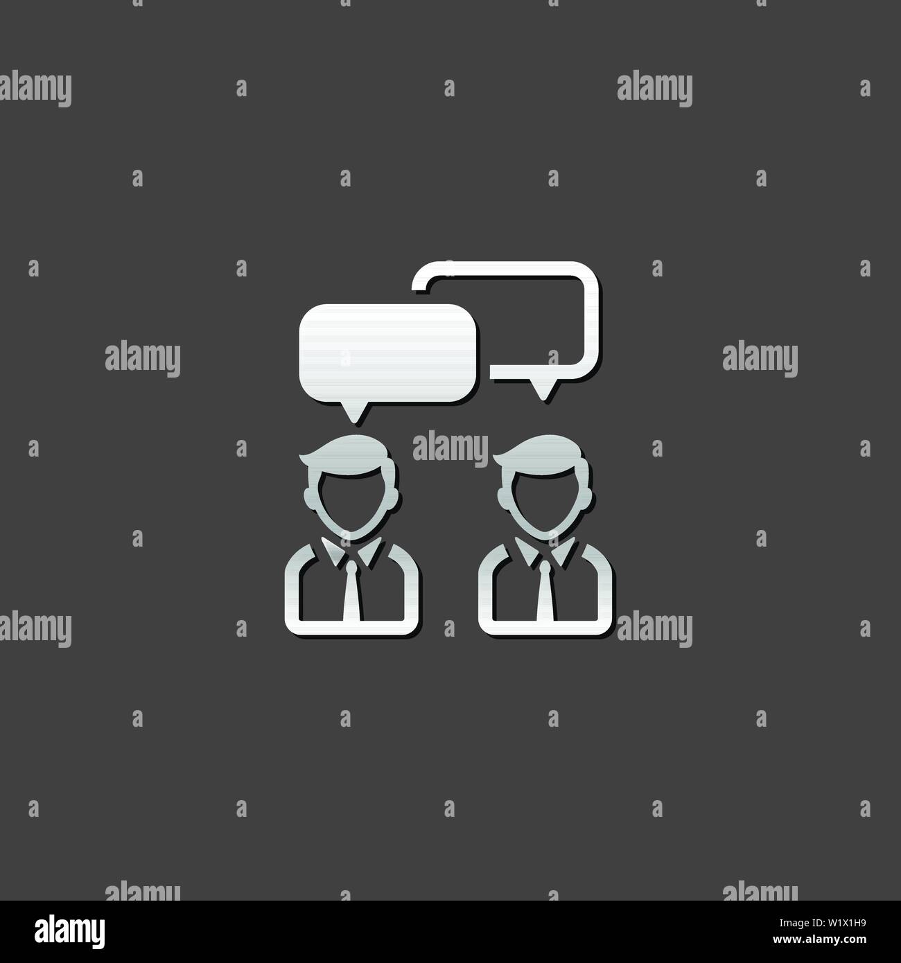 Teamwork icon in metallic grey color style. Business collaboration team ...