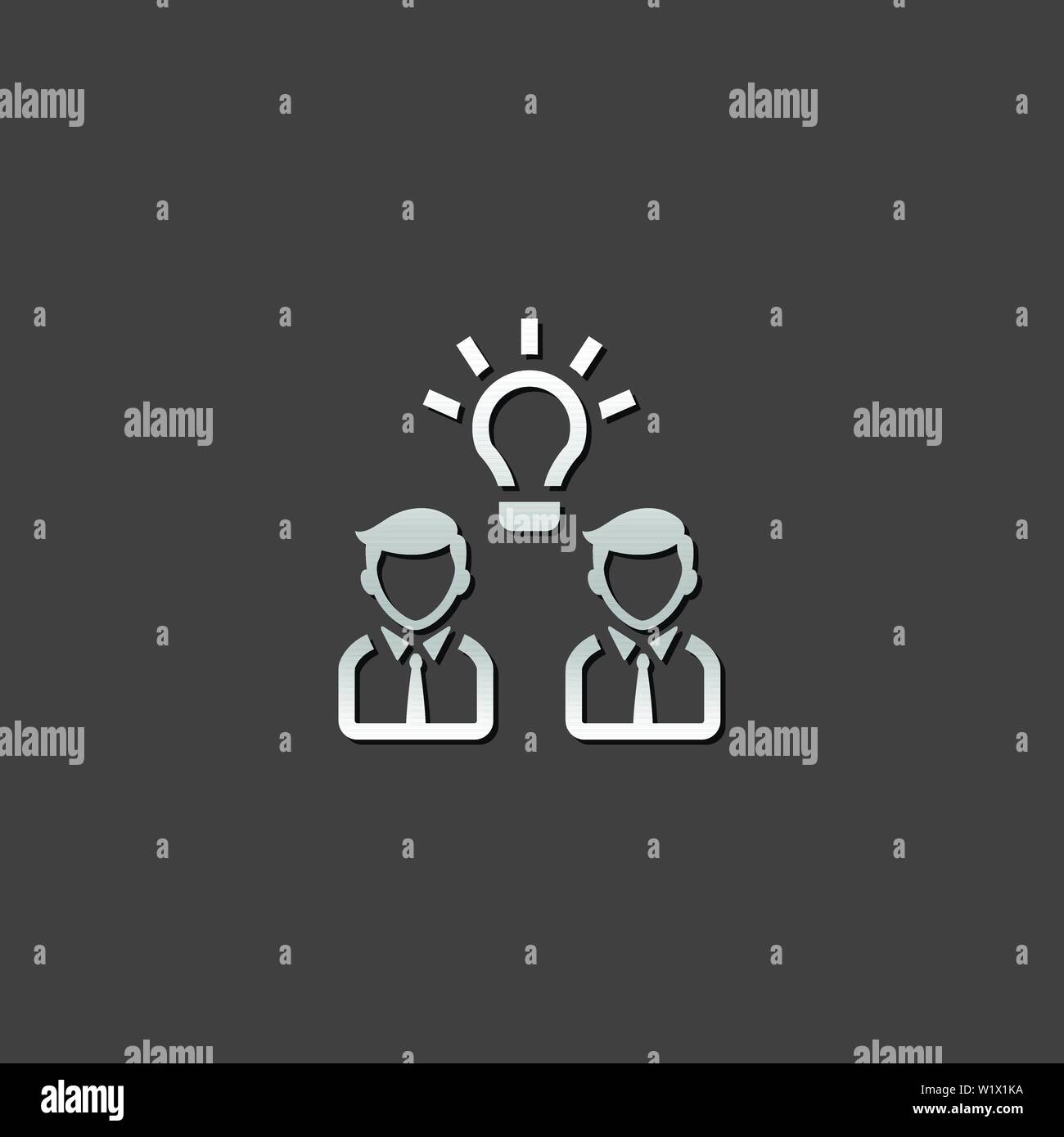 Teamwork icon in metallic grey color style. Business collaboration team ...