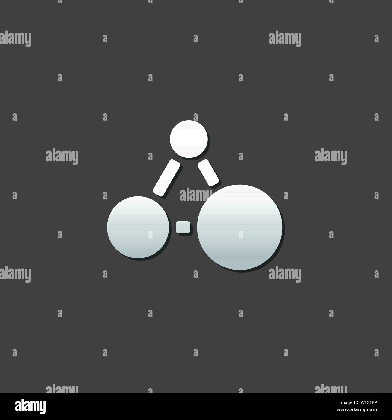 Connected dots icon in metallic grey color style. Teamwork business ...