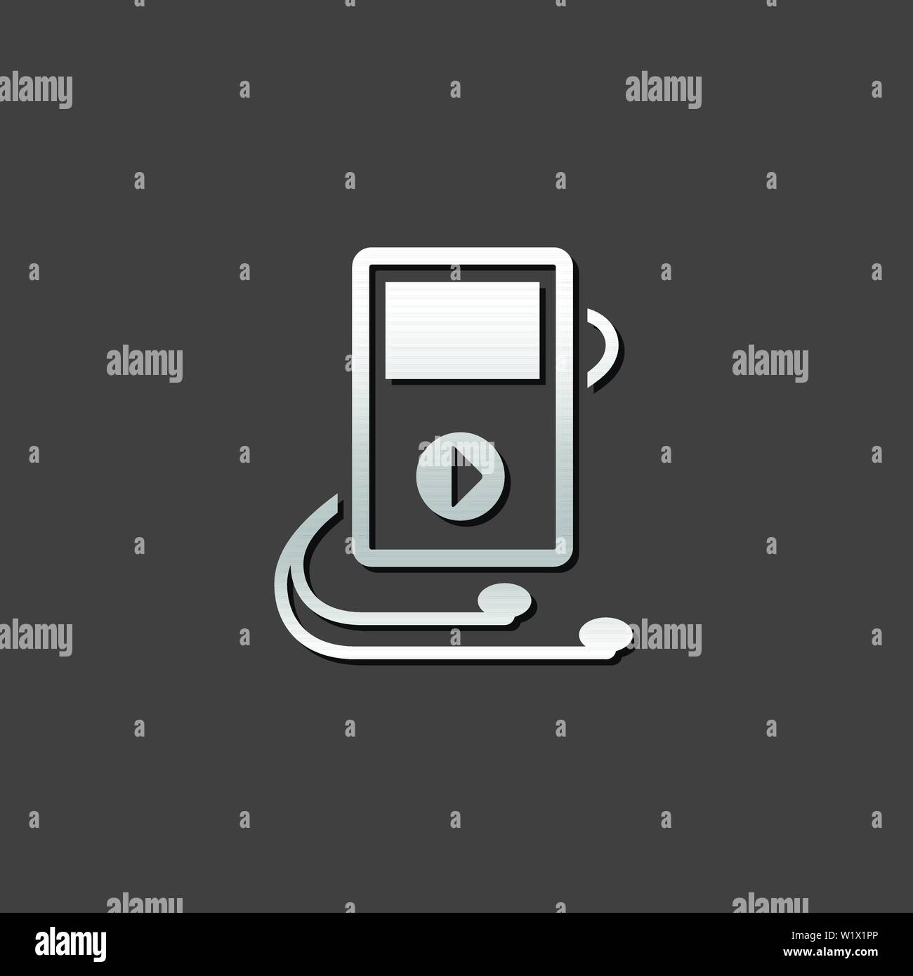 Music player icon in metallic grey color style. Electronic ...
