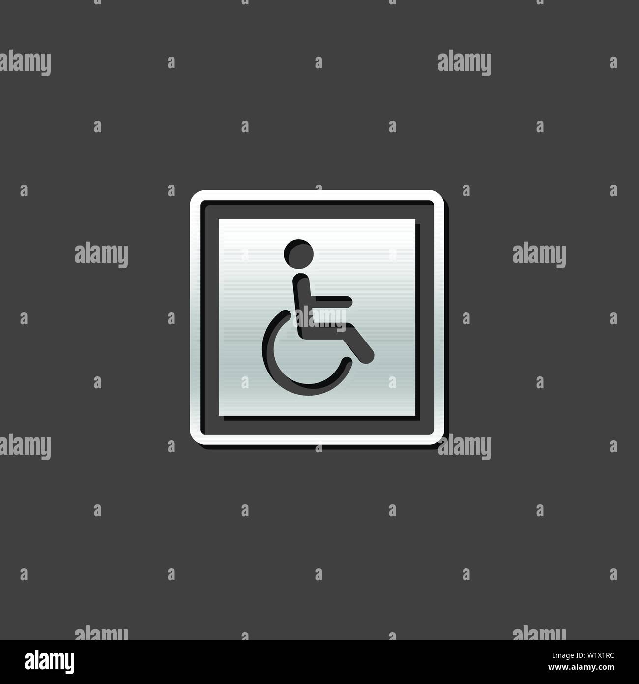 Disabled access icon in metallic grey color style. Road building ...
