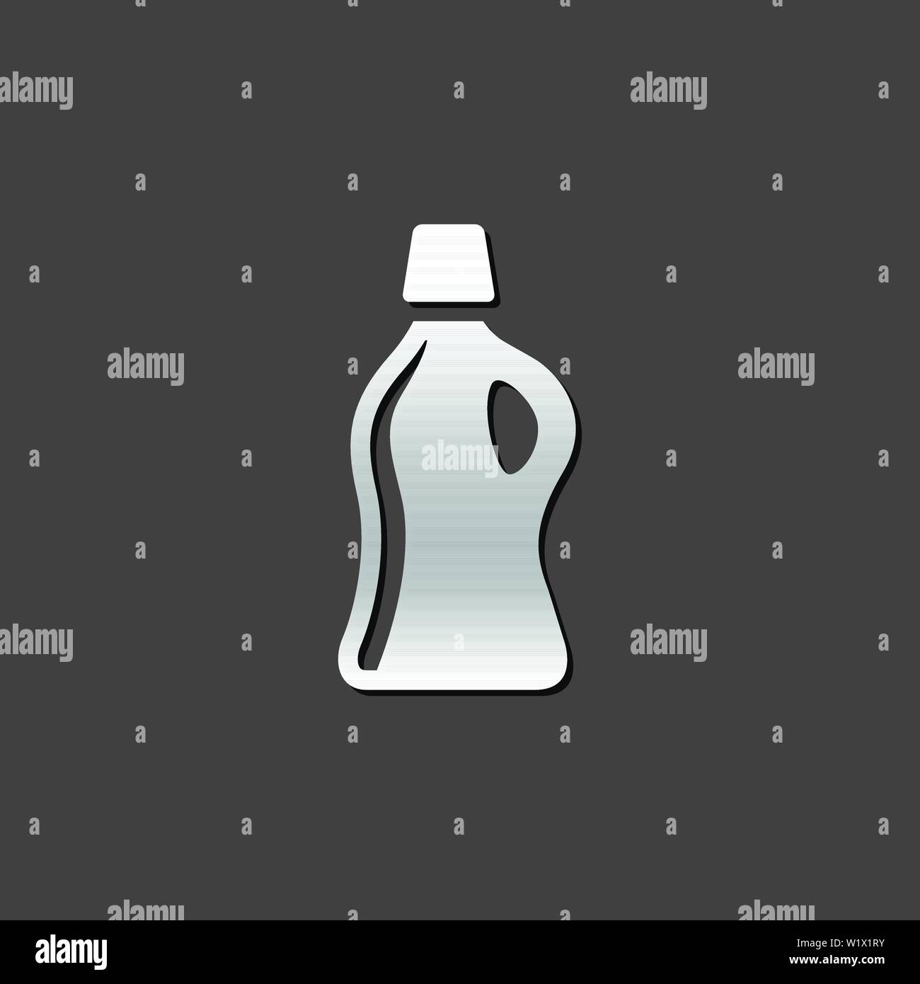 Detergent bottle icon in metallic grey color style. Laundry perfume ...