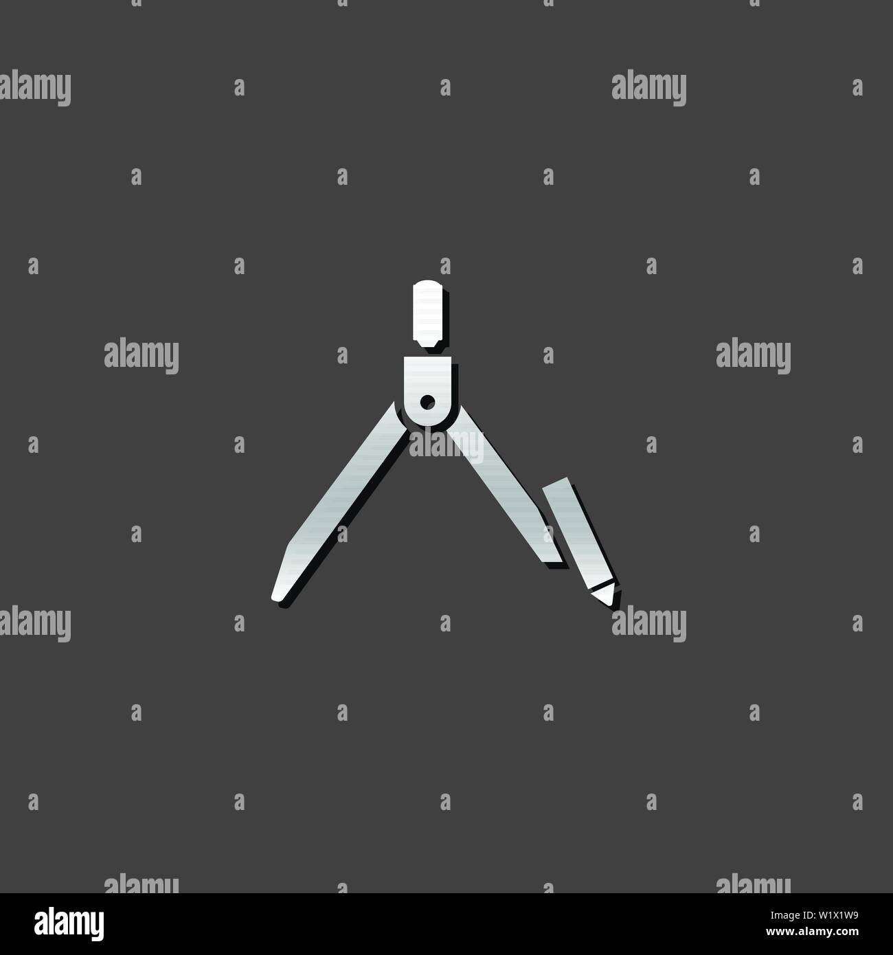 Drawing compass icon in metallic grey color style. Illustration ...