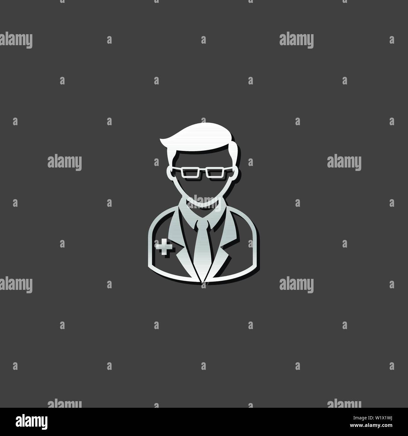 Doctor icon in metallic grey color style. Medical practitioner ...