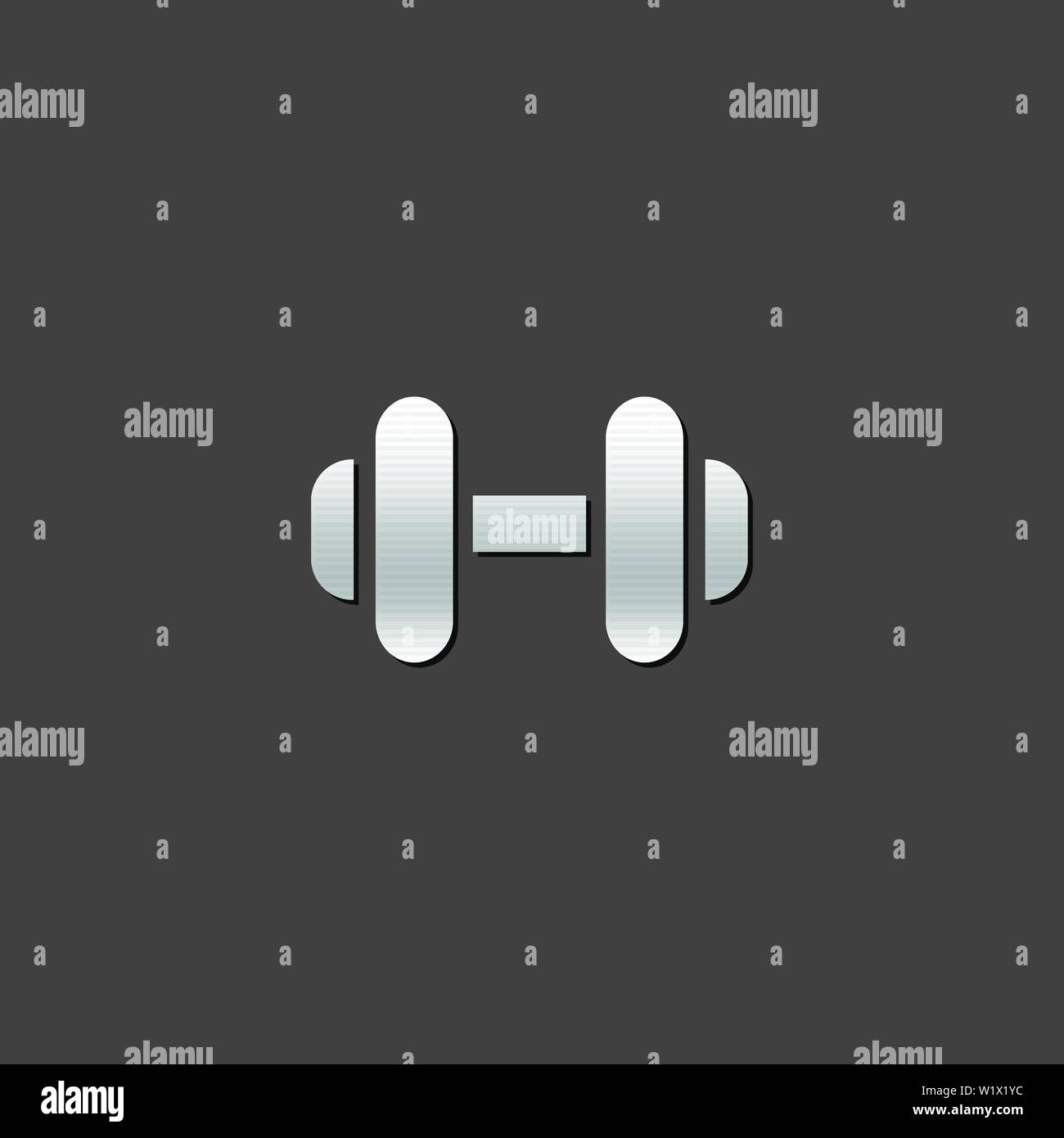 Dumbbell icon in metallic grey color style. Sport gym weight lifting ...
