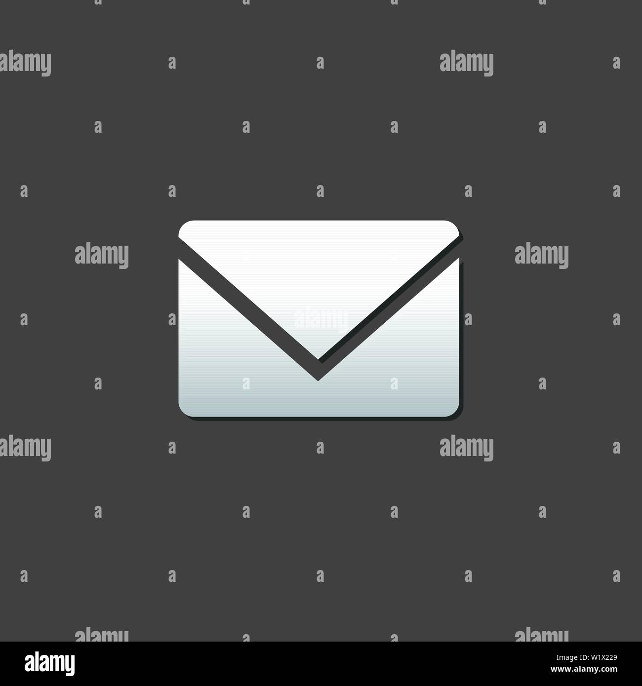 Email icon in metallic grey color style. Envelope stamp post letter ...
