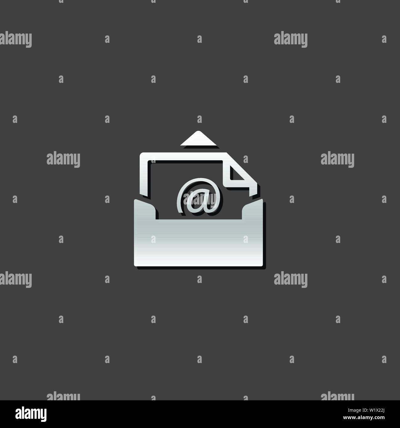 Email icon in metallic grey color style. Envelope laptop business ...