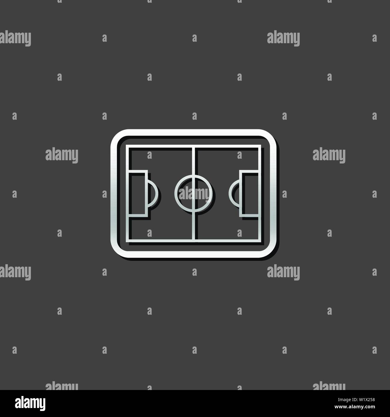 Soccer field icon in metallic grey color style. Sport competition team ...