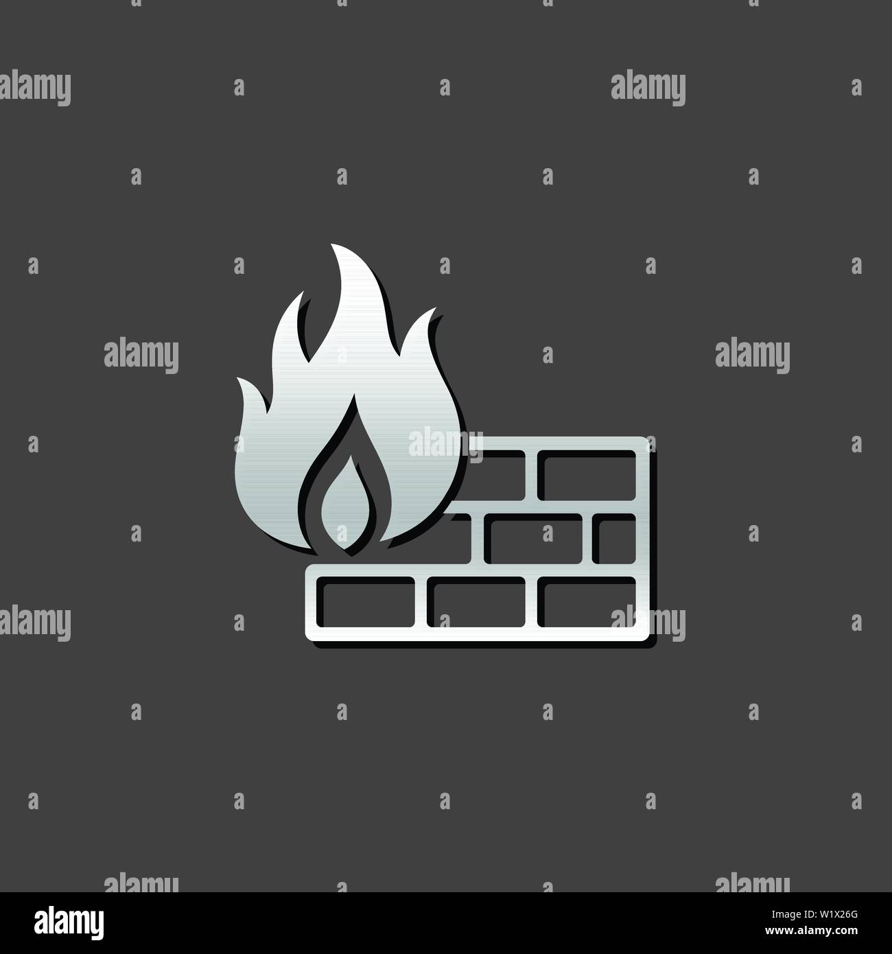 Firewall icon in metallic grey color style. Computer network internet ...