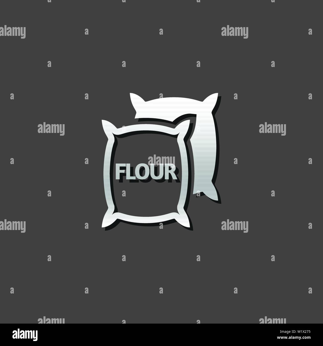 Flour sack icon in metallic grey color style. Agriculture burlap food ...