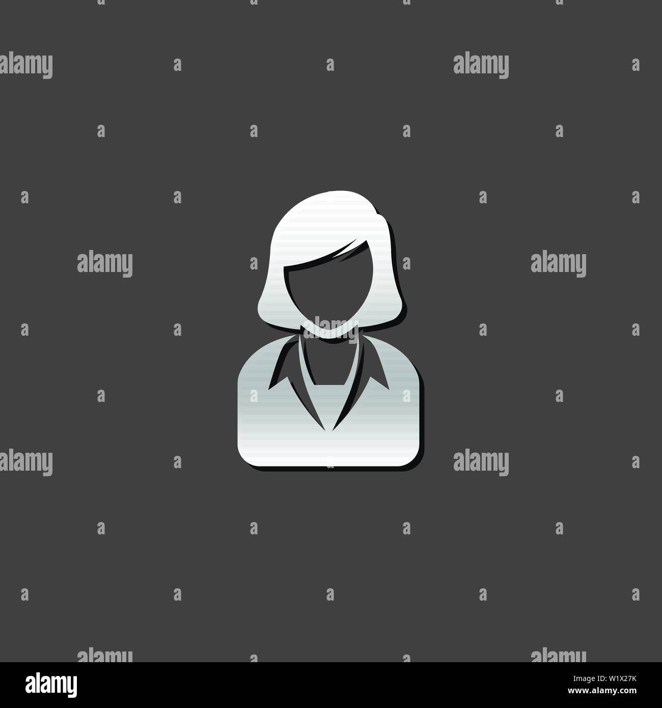 Female receptionist icon in metallic grey color style. Call center ...