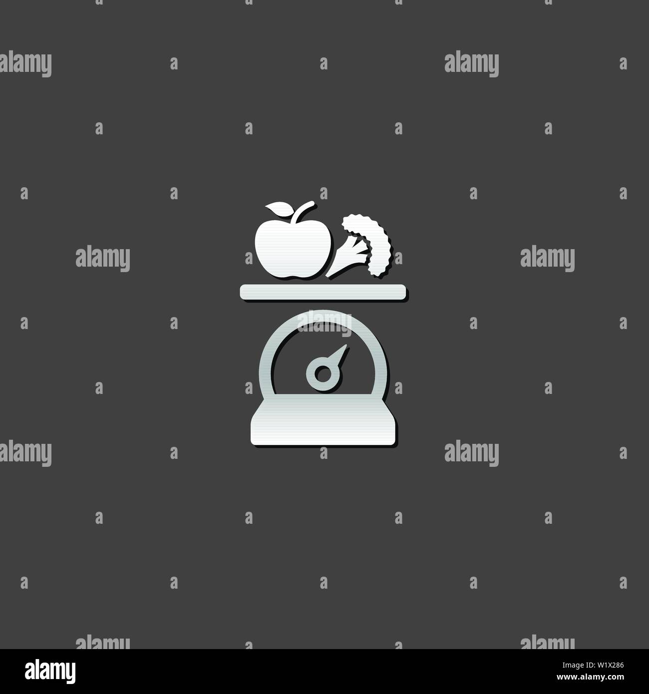 Food scale icon in metallic grey color style. Healthy lifestyle diet ...