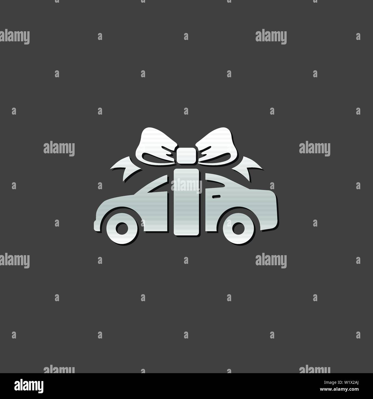 Car prize icon in metallic grey color style. Prize gift present Stock ...