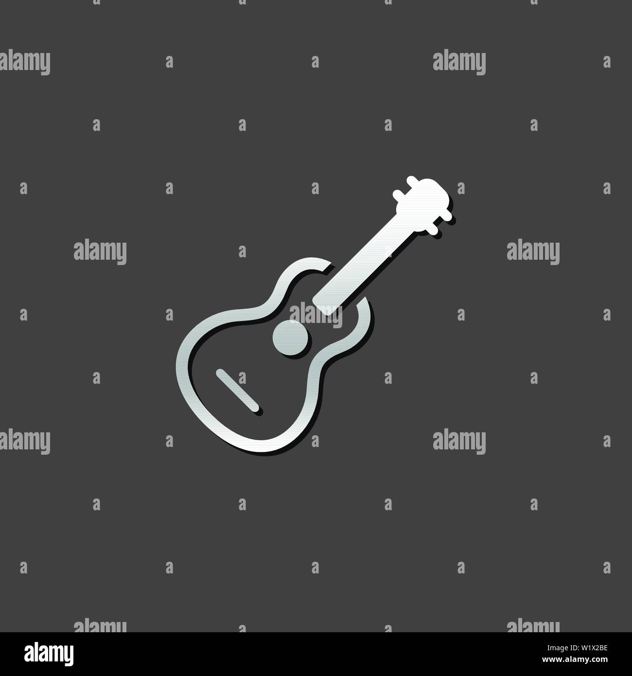 Guitar icon in metallic grey color style. Music instrument with string ...