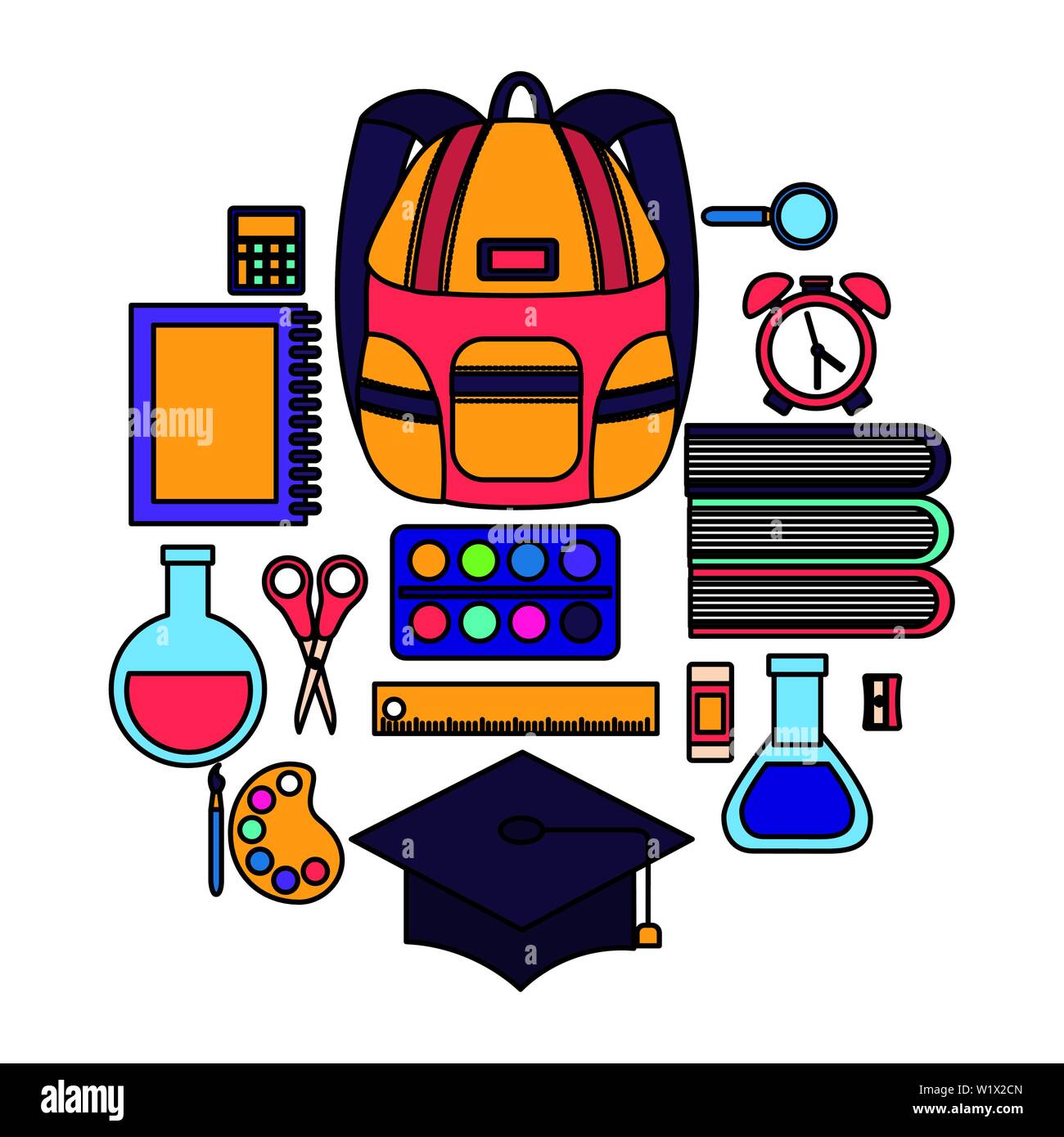 back to school flat design Stock Vector Image & Art - Alamy