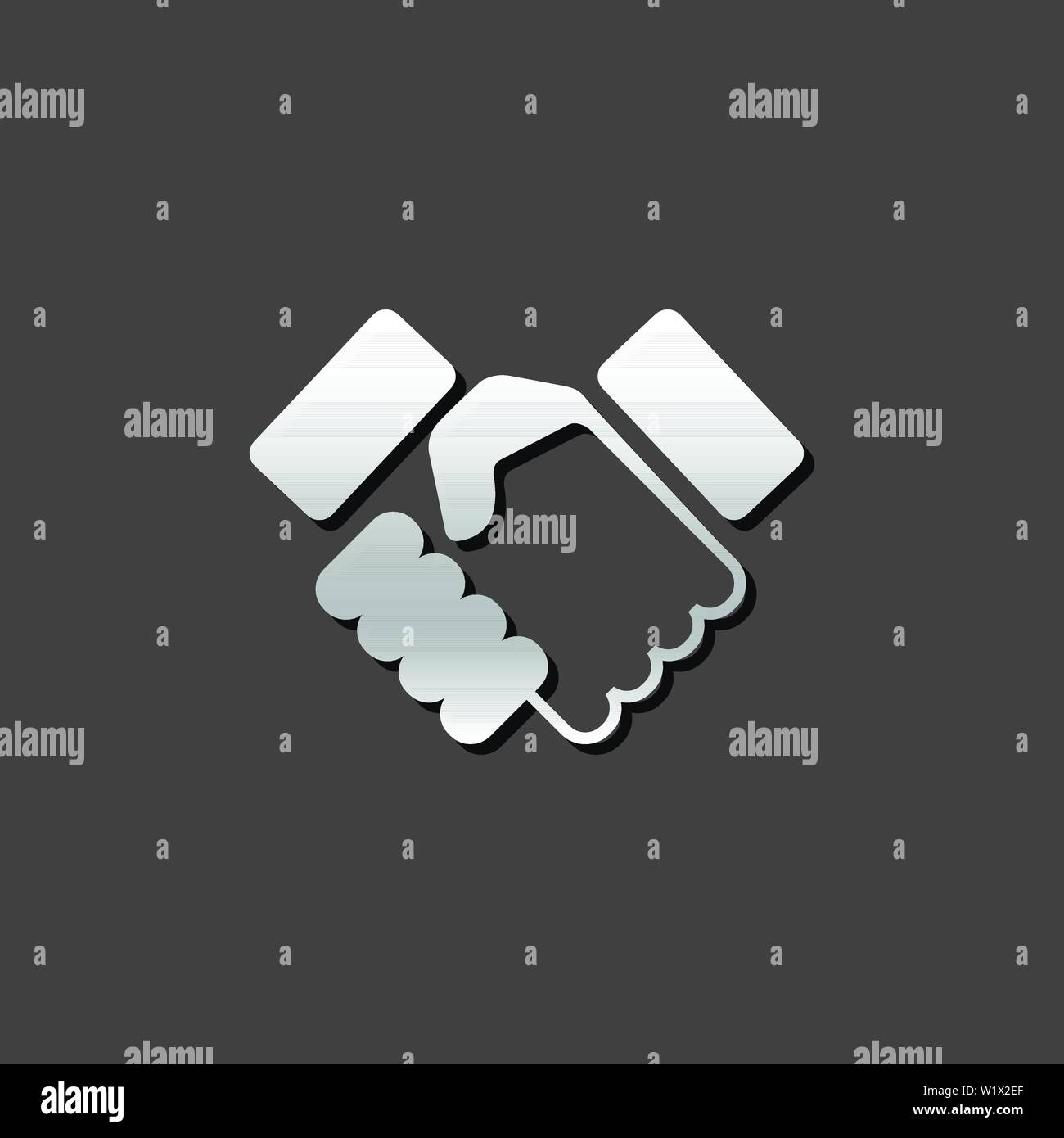 Handshake icon in metallic grey color style. Business people agreement ...