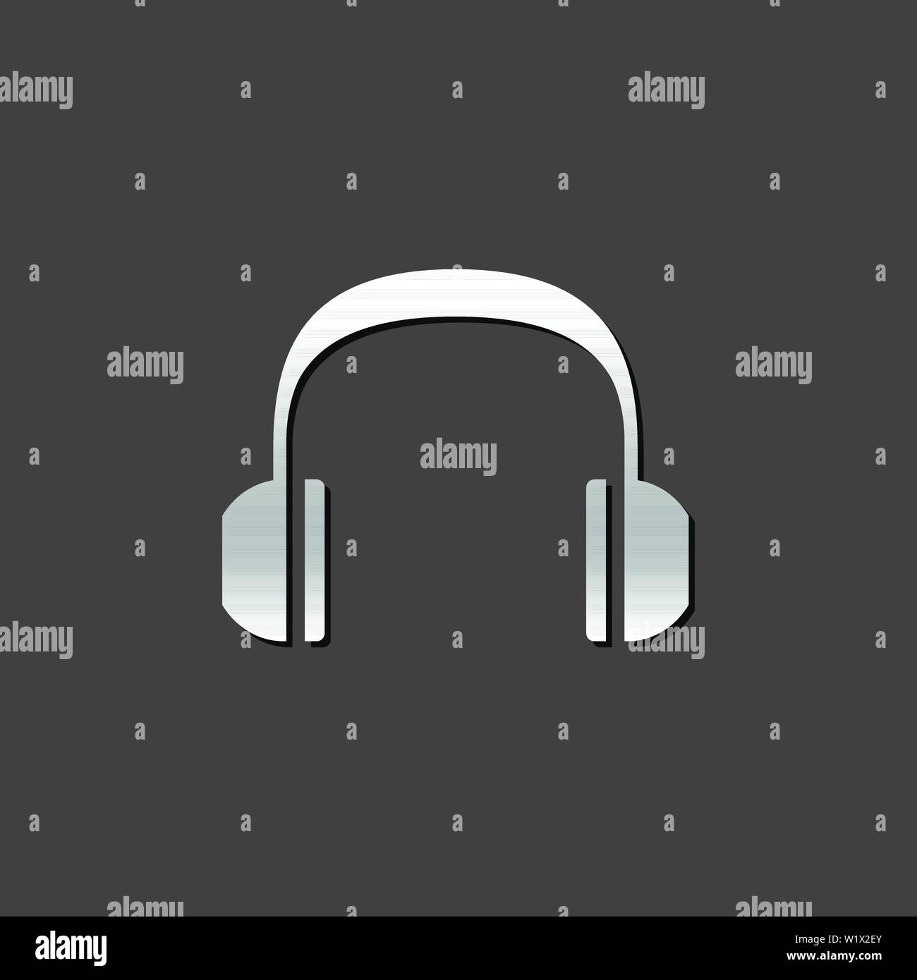Headset Audio icon in metallic grey color style Stock Vector Image ...