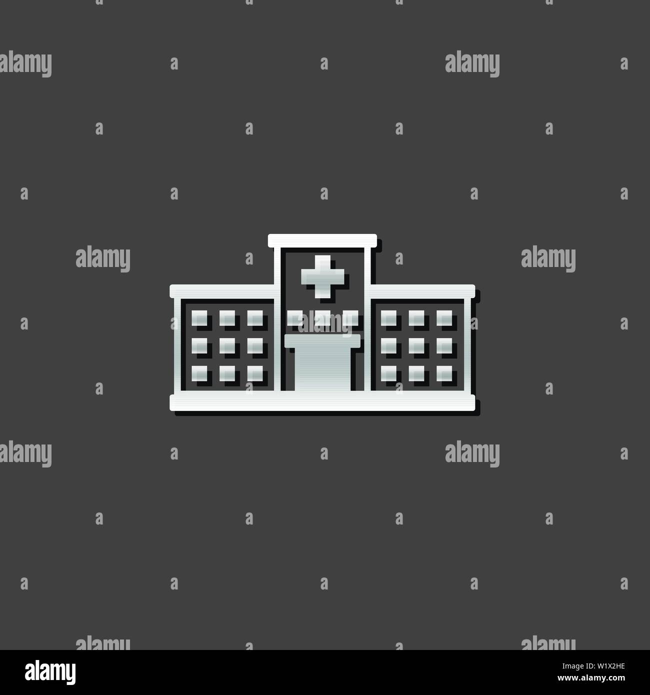 Hospital building icon in metallic grey color style. Medical healthcare ...