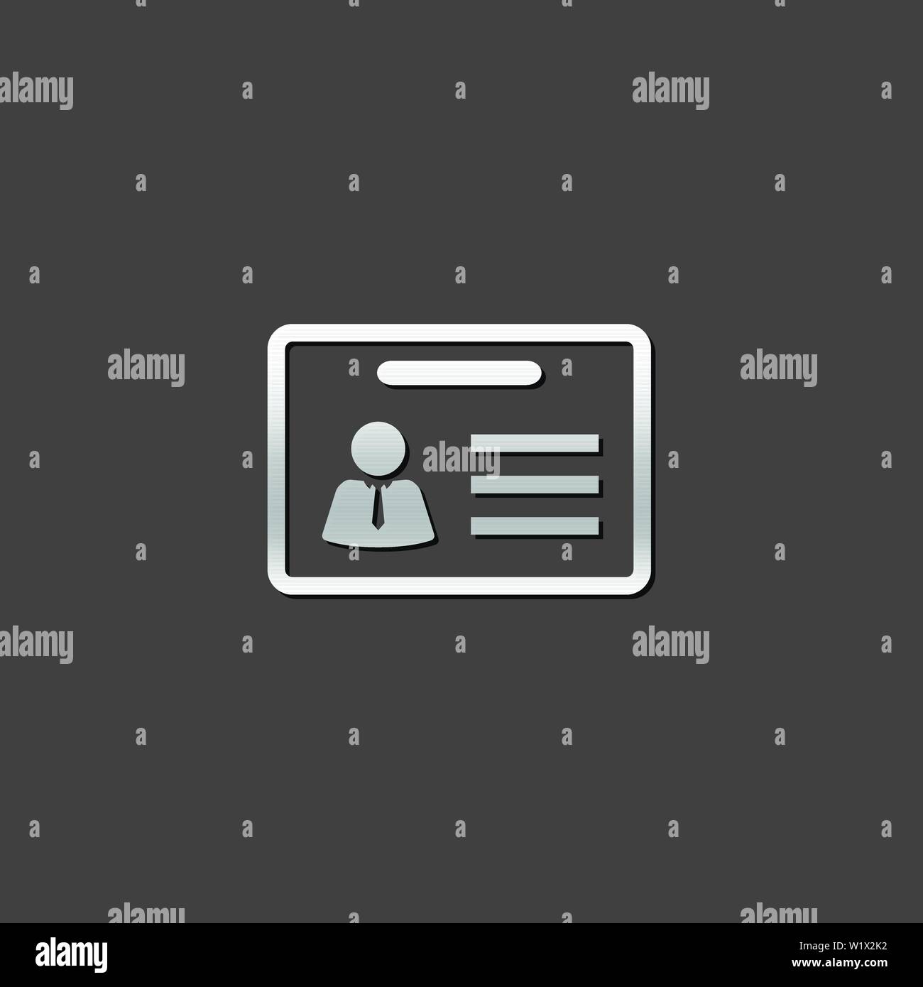 ID Card icon in metallic grey color style. Identity office businessman ...