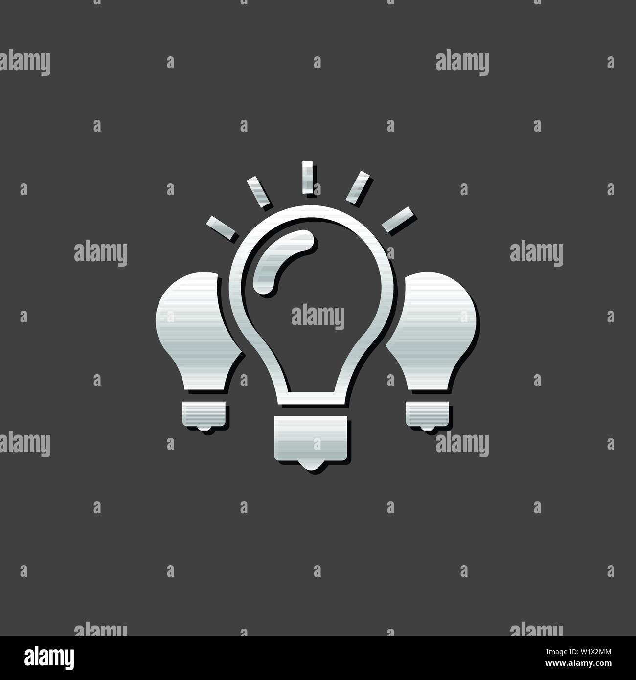 Light bulb icon in metallic grey color style. Idea inspiration light ...