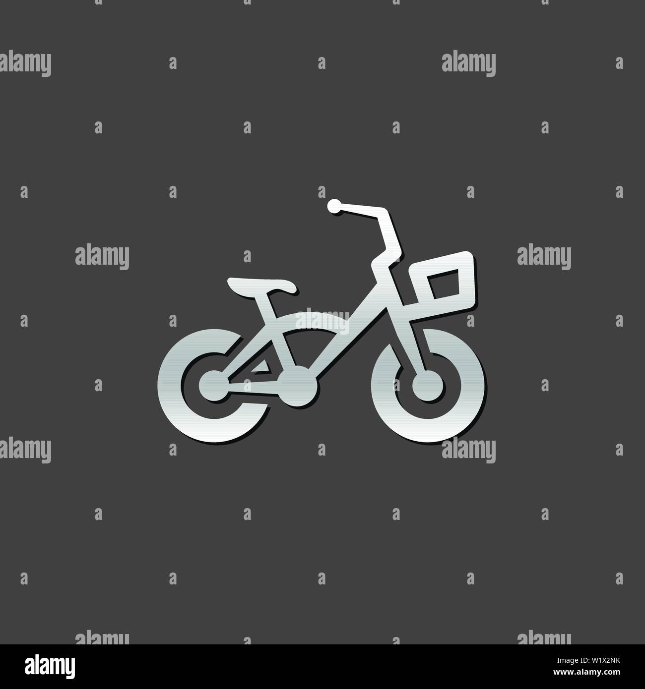 Kids bicycle icon in metallic grey color style. Playing game toy Stock ...