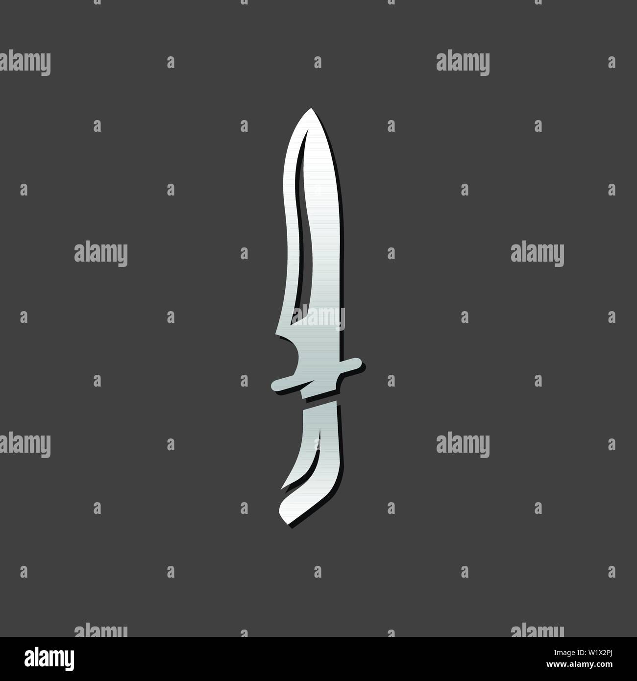 Knife icon in metallic grey color style. Weapon assault danger dagger ...