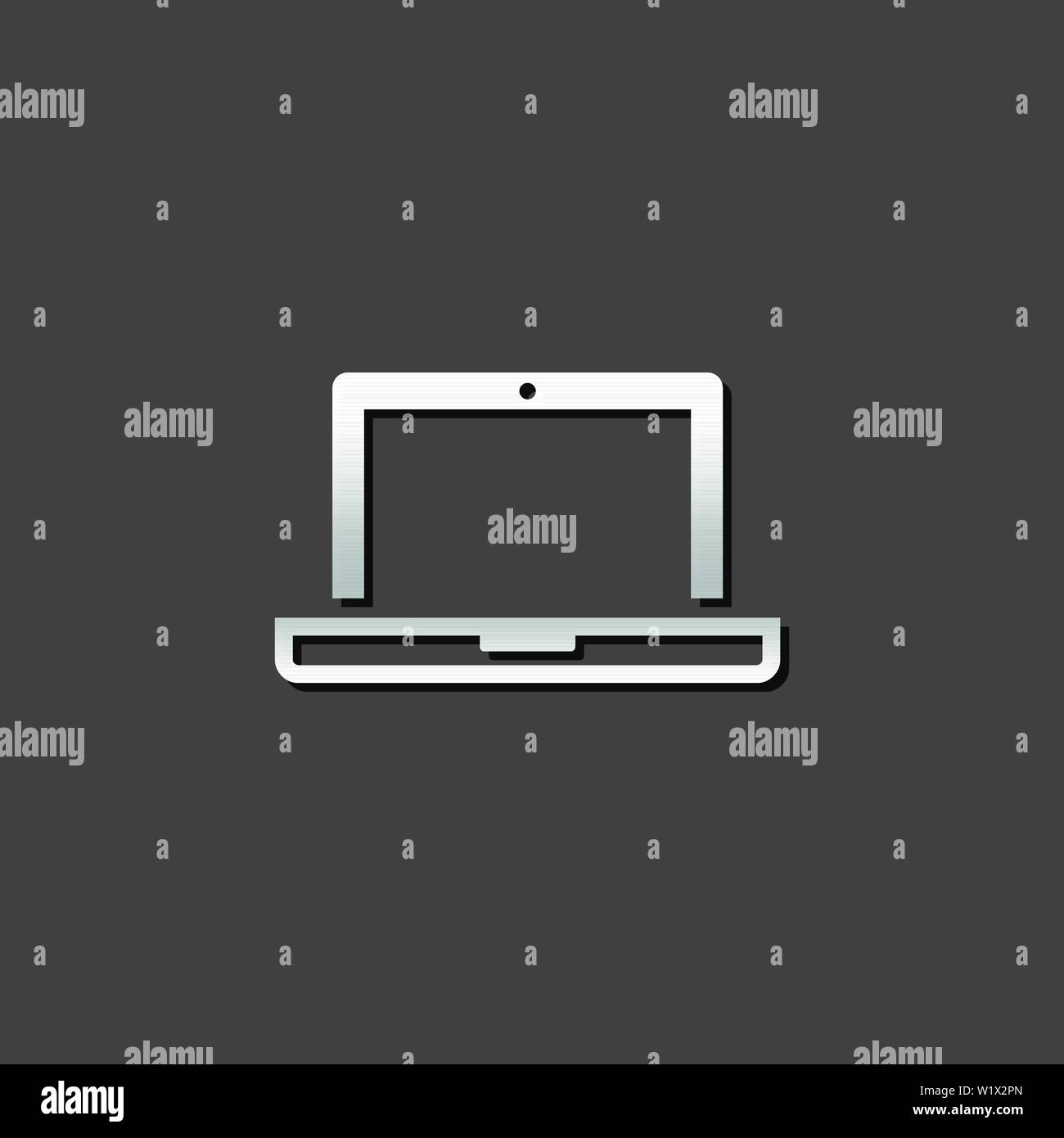 Laptop computer icon in metallic grey color style. Electronic digital ...