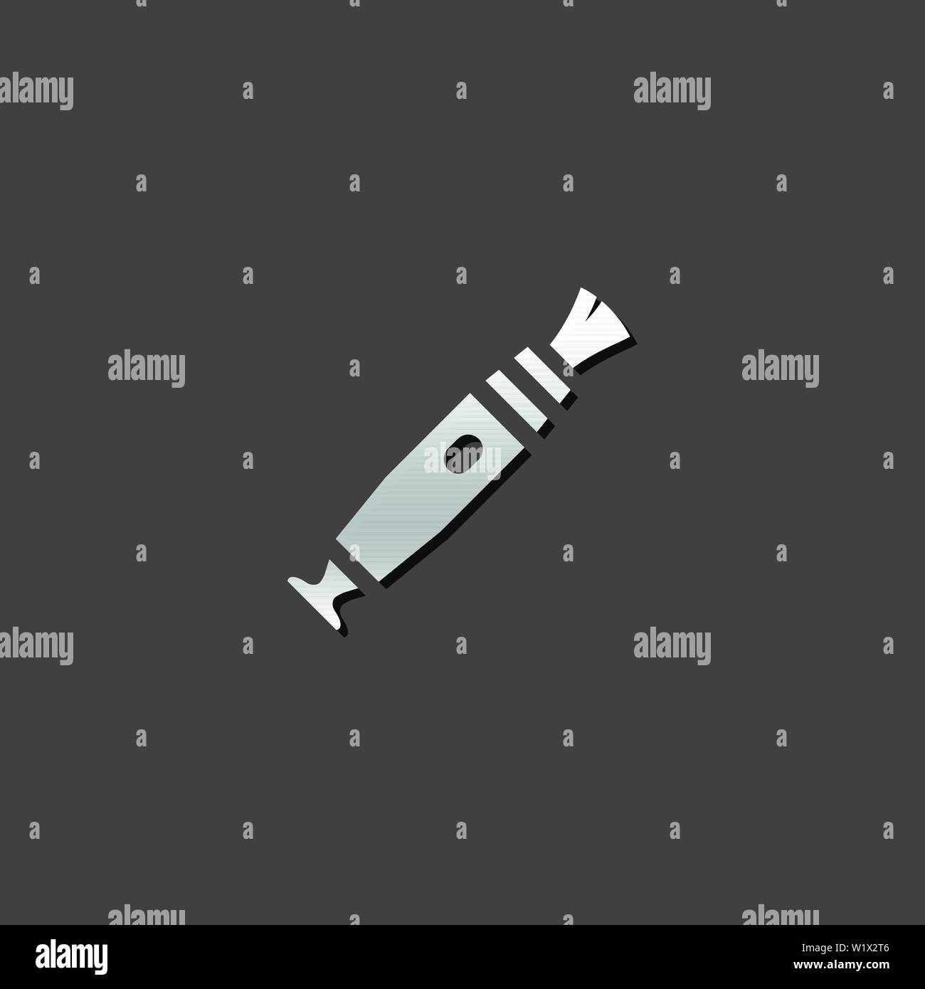 Camera lens brush cleaner icon in metallic grey color style ...