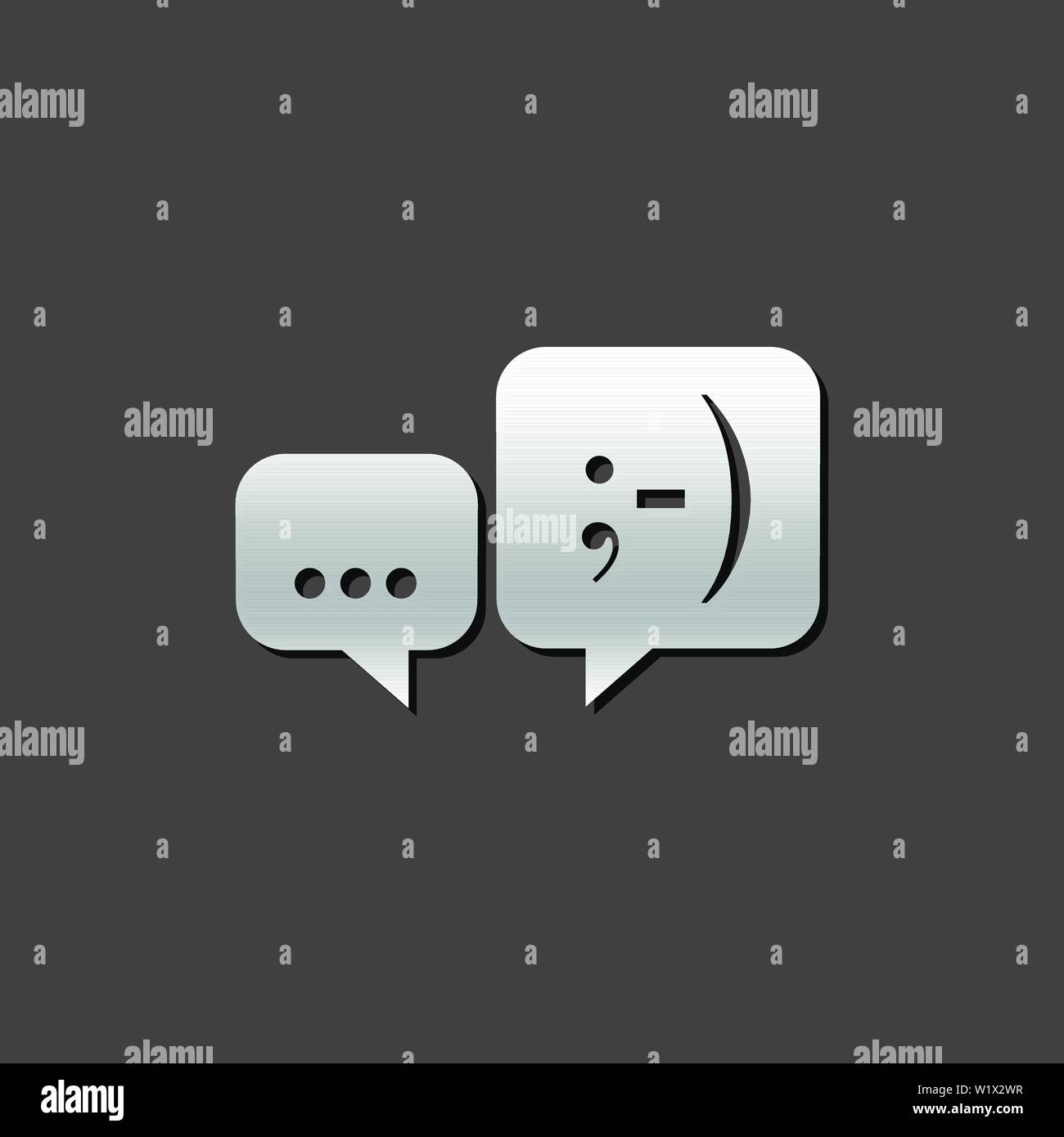 Chat sign icon in metallic grey color style. Communication conversation ...