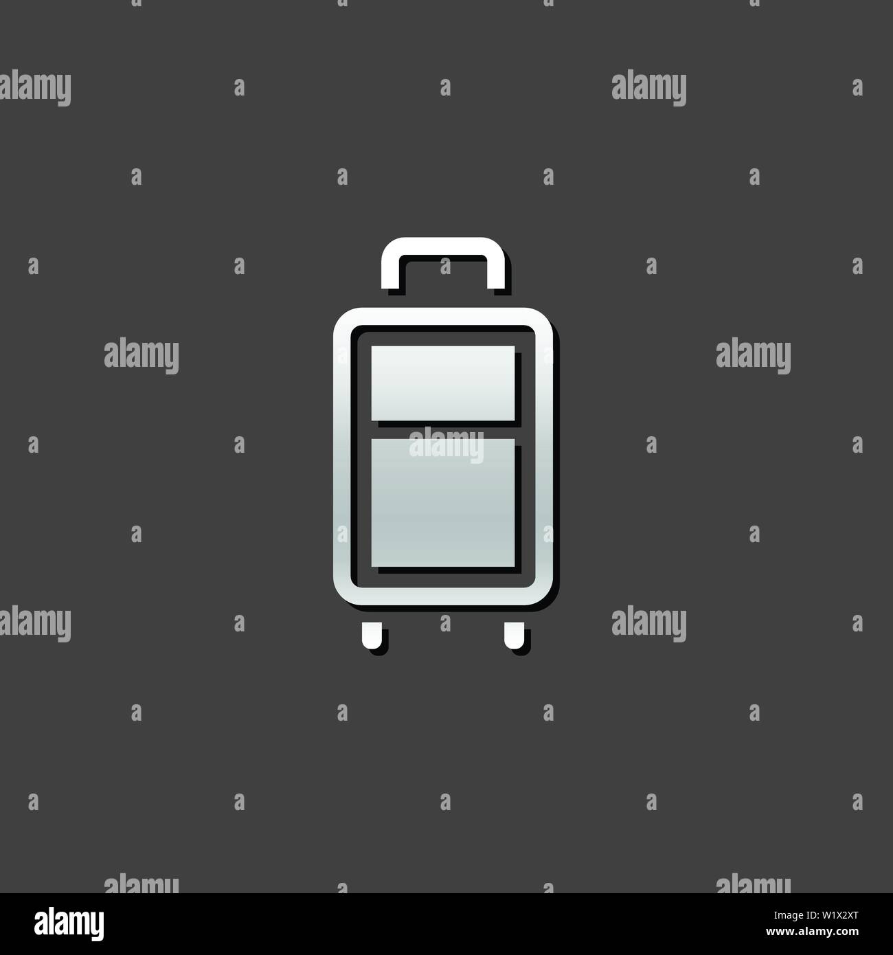 Traveling suitcase icon in metallic grey color style. Journey holiday ...