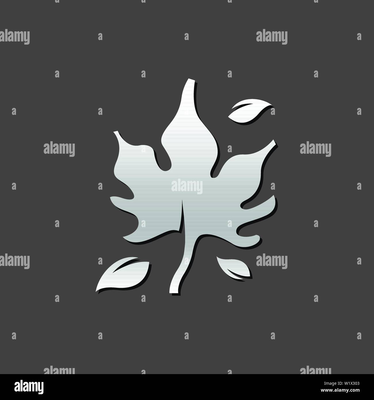 Maple leaf icon in metallic grey color style. Autumn fall leaves Stock ...