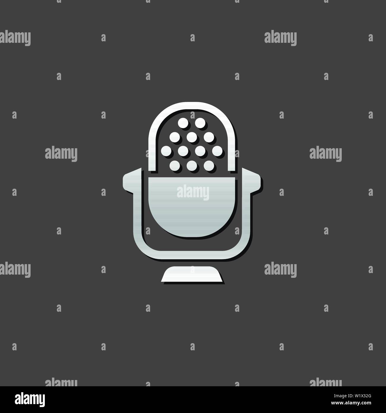 Vintage metal studio microphone icon Black and White Stock Photos ...