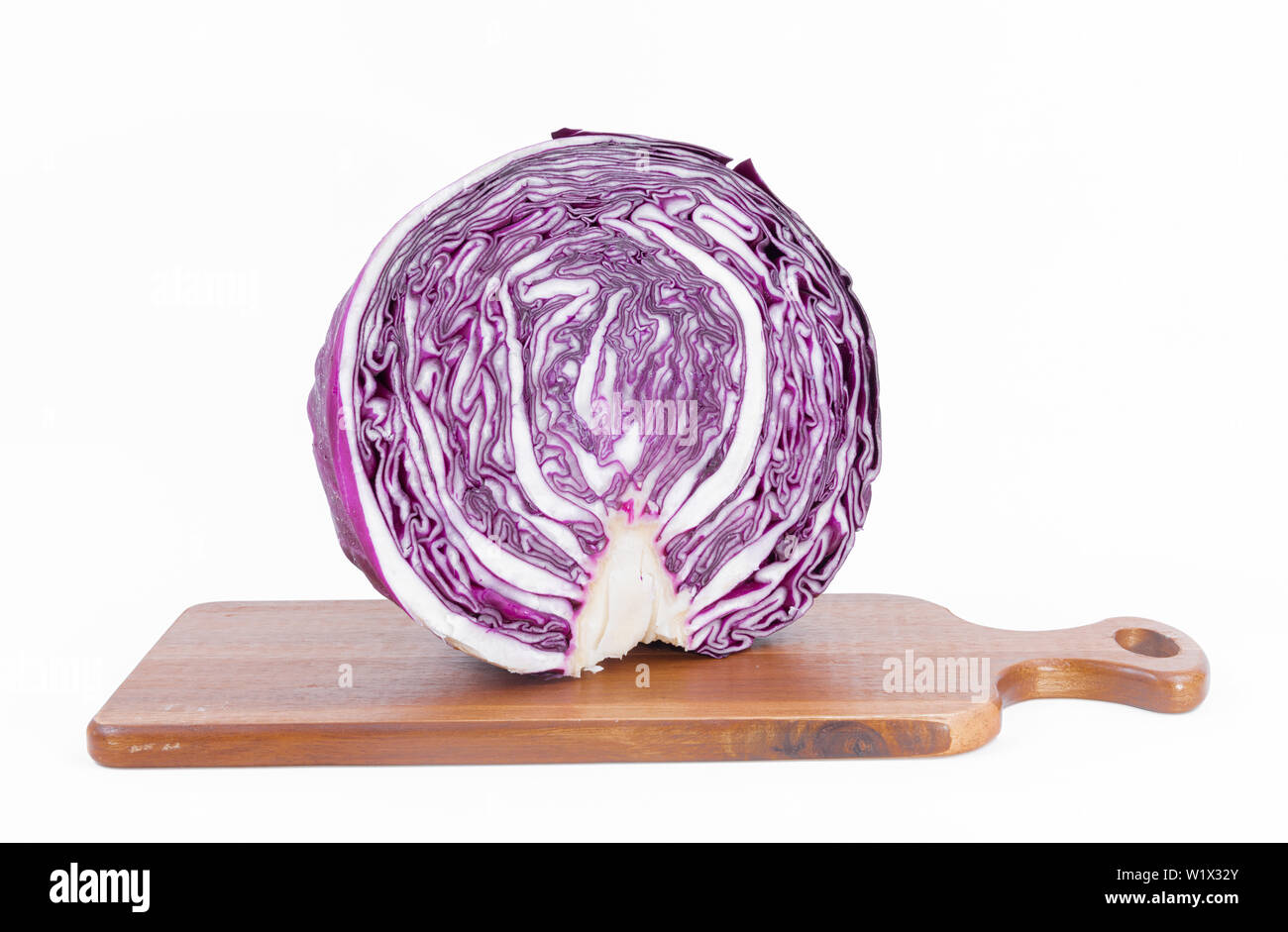 Fresh Whole Cabbage cut in half on white background Stock Photo - Alamy