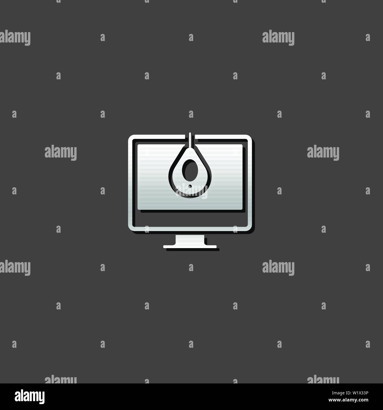 Monitor calibration icon in metallic grey color style. Printing color ...
