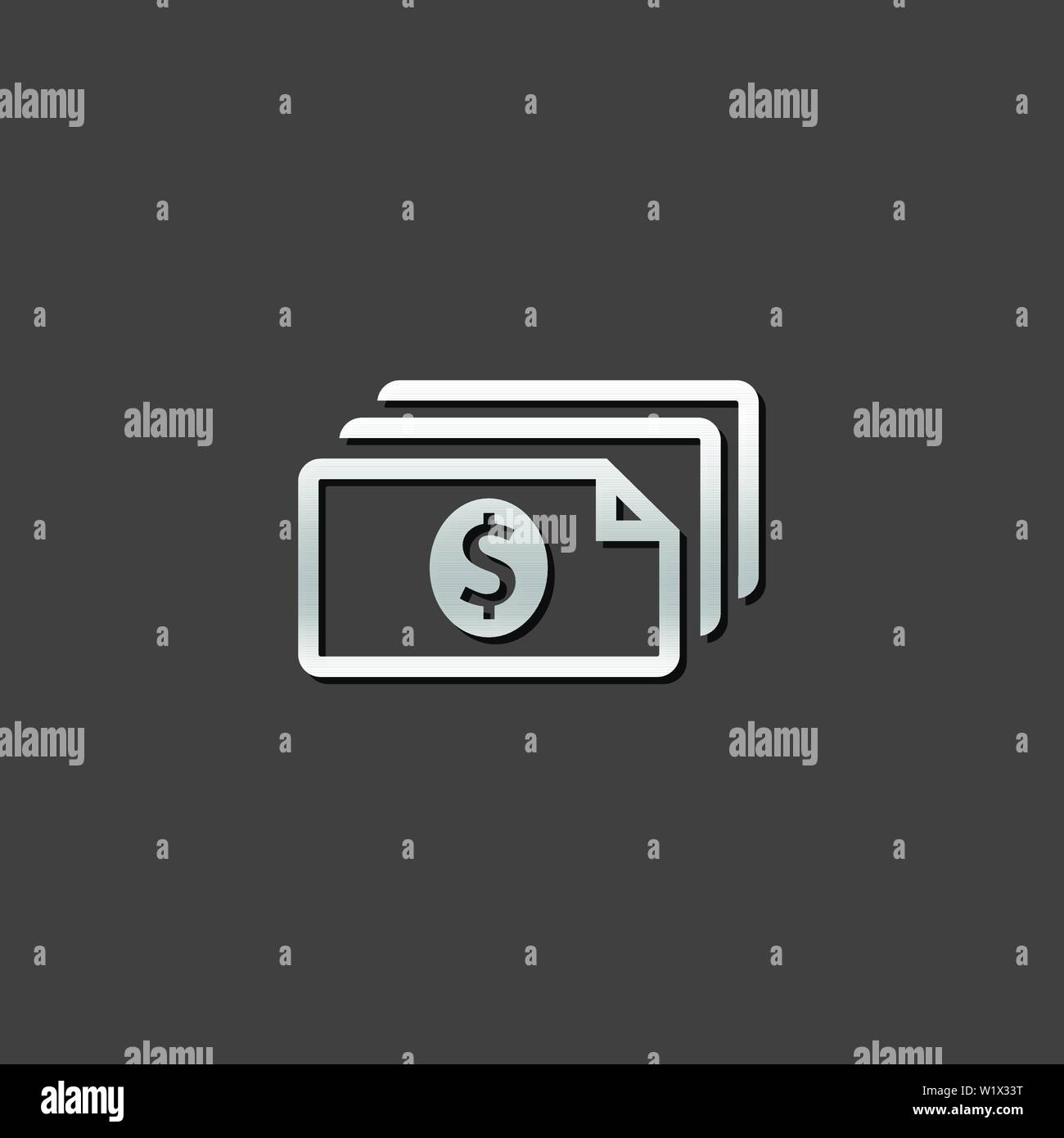 Money icon in metallic grey color style. Finance wealth banking Stock ...